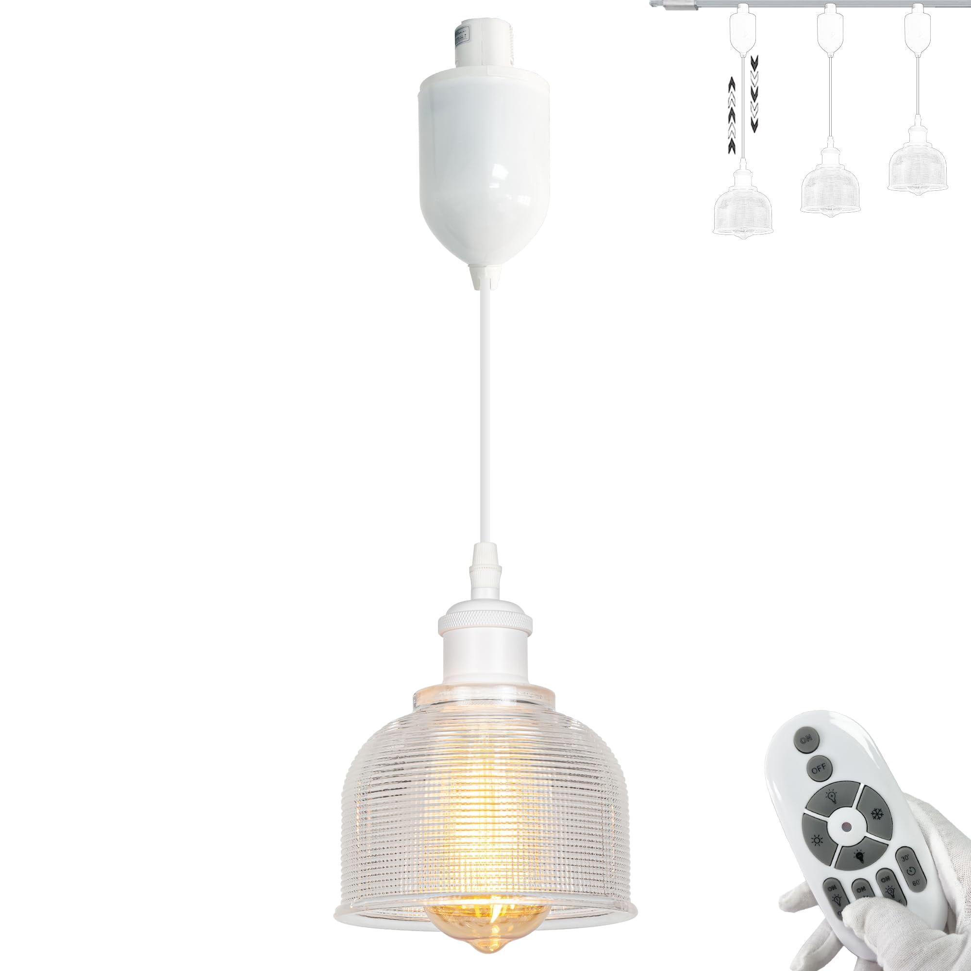 FSLiving Adjustable Height H Type Track Lighting Remote Control White ...