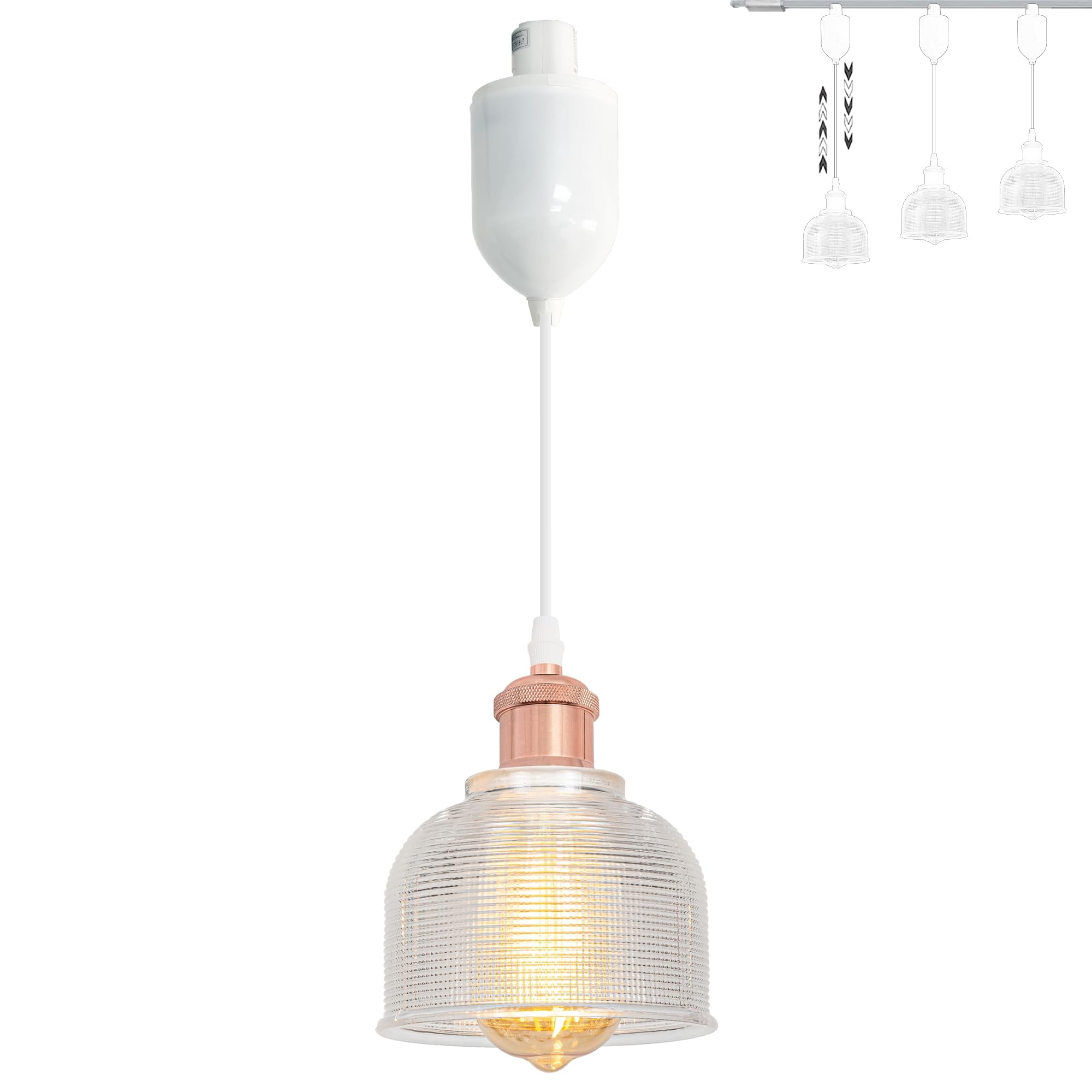 FSLiving Adjustable Height H Type Track Lighting Rose Gold E26 Socket ...