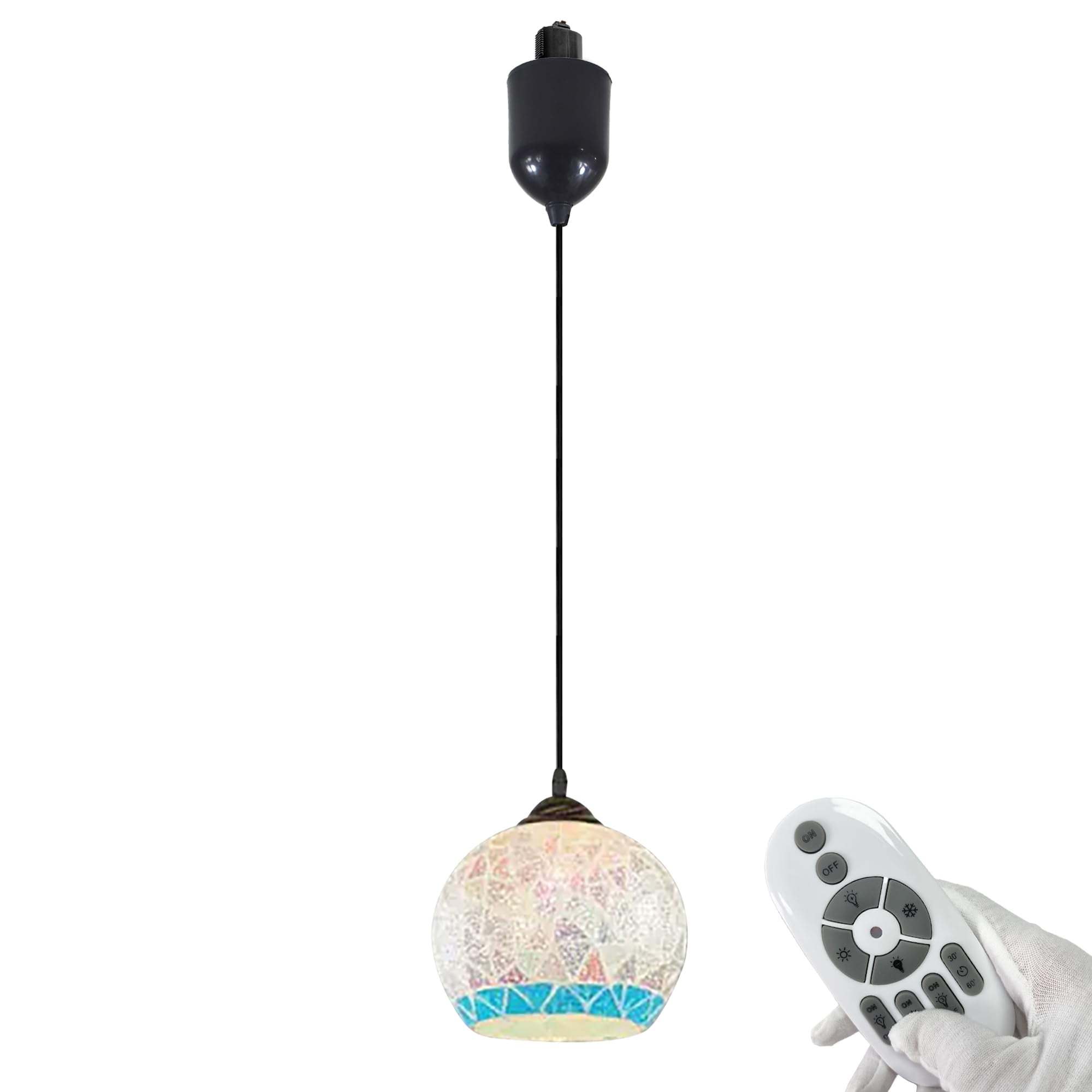 FSLiving Adjustable Height H Type Track Lighting Tiffany-Style Glass ...