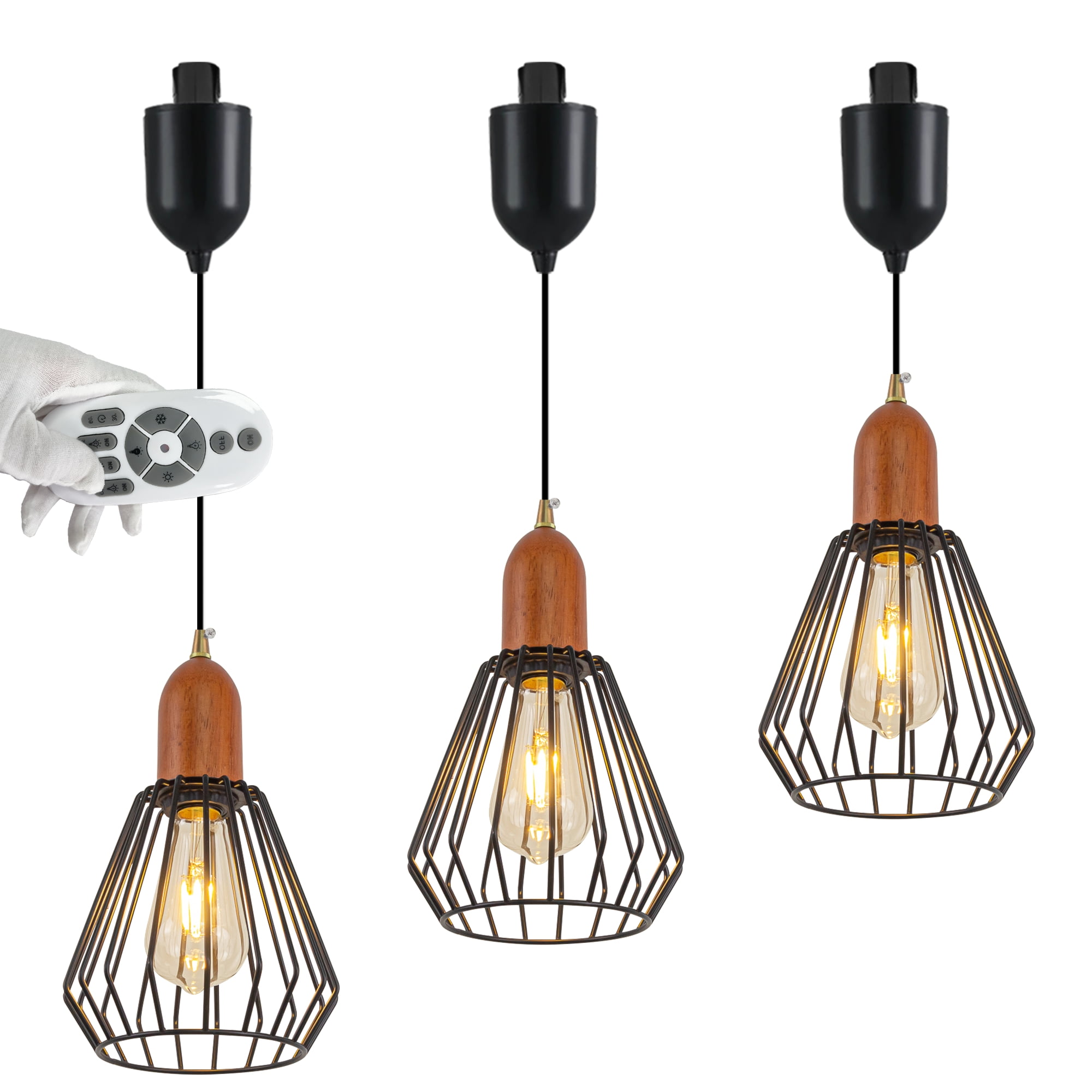 FSLiving Adjustable Height Halo Track Lighting Pendants with Remote ...