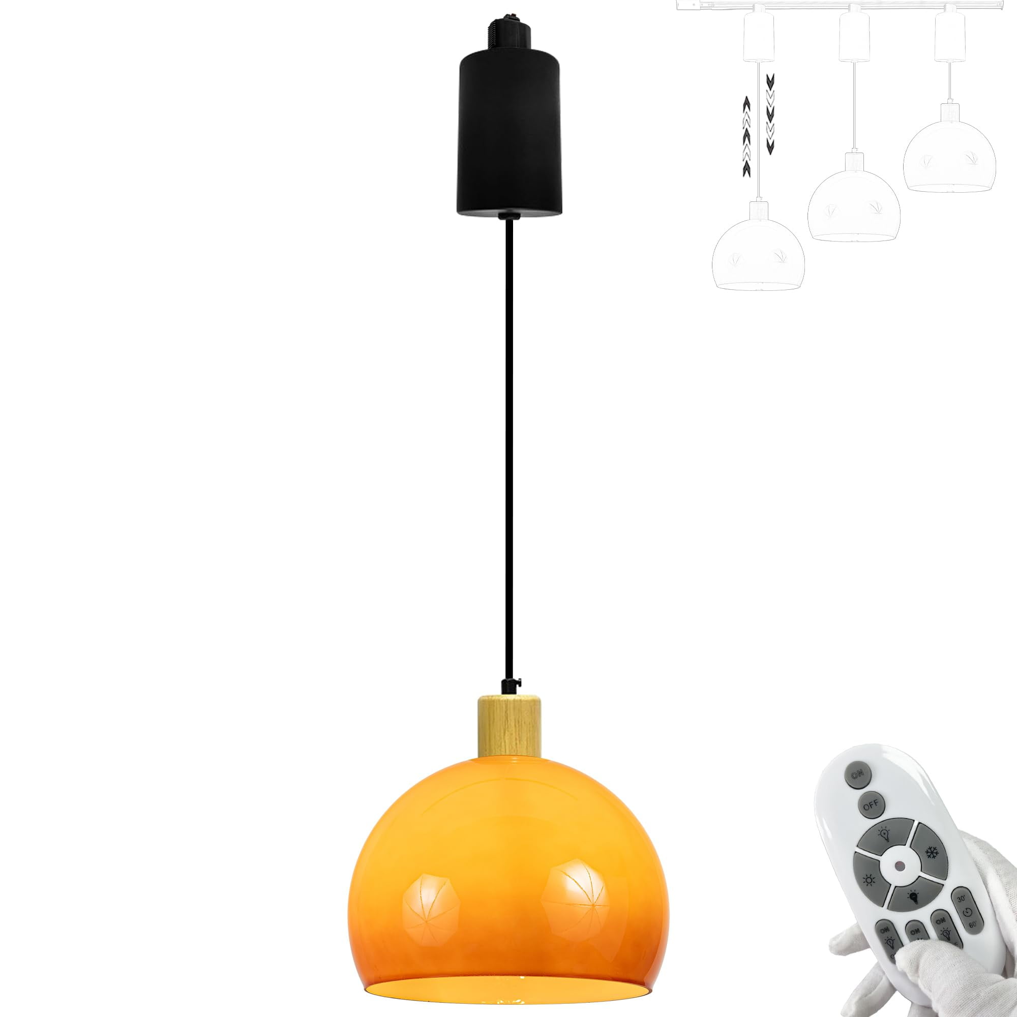 FSLiving Adjustable Height J Type Track Light Blown Gradient Orange ...