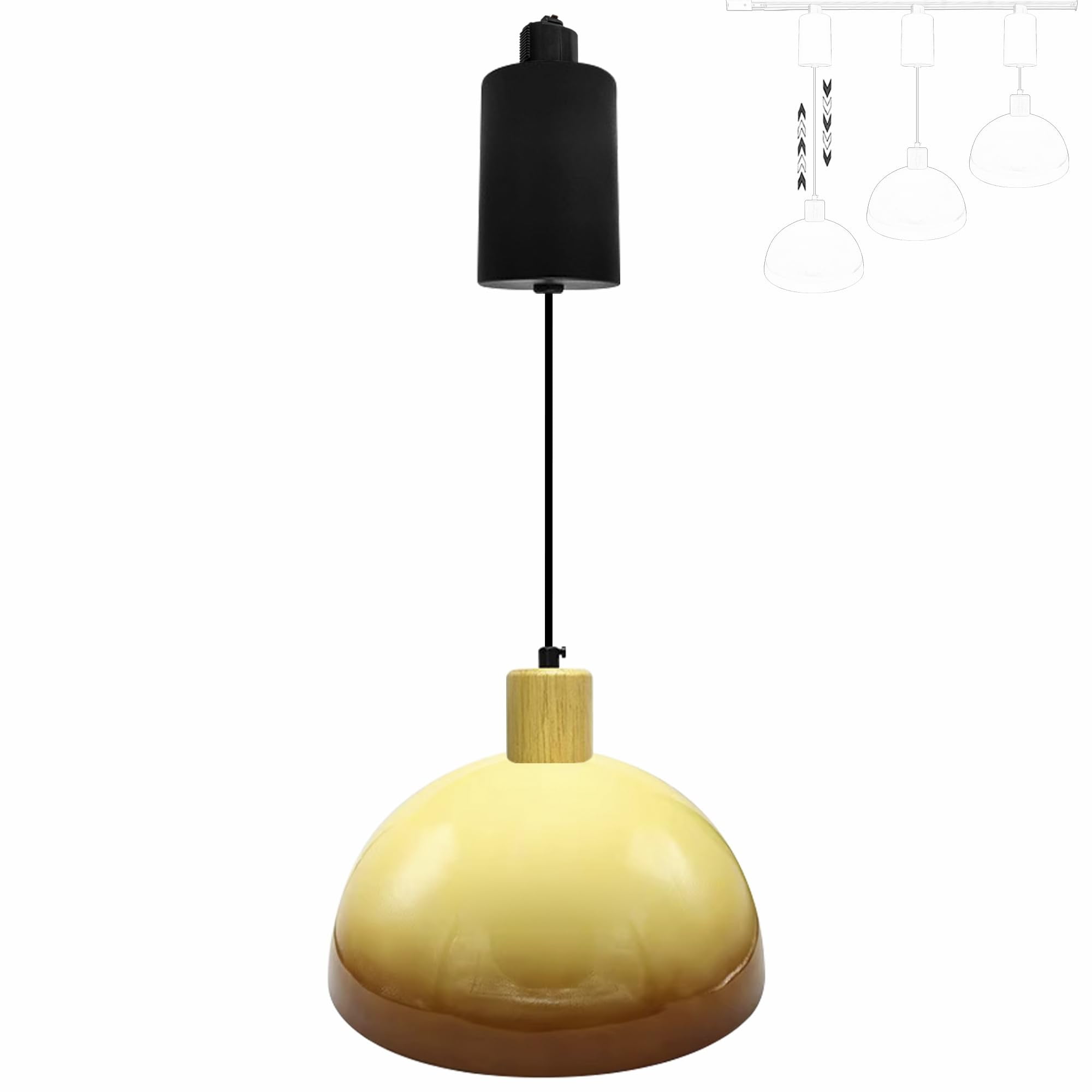 FSLiving Adjustable Height J Type Track Light Pendants Natural Wood E26 ...