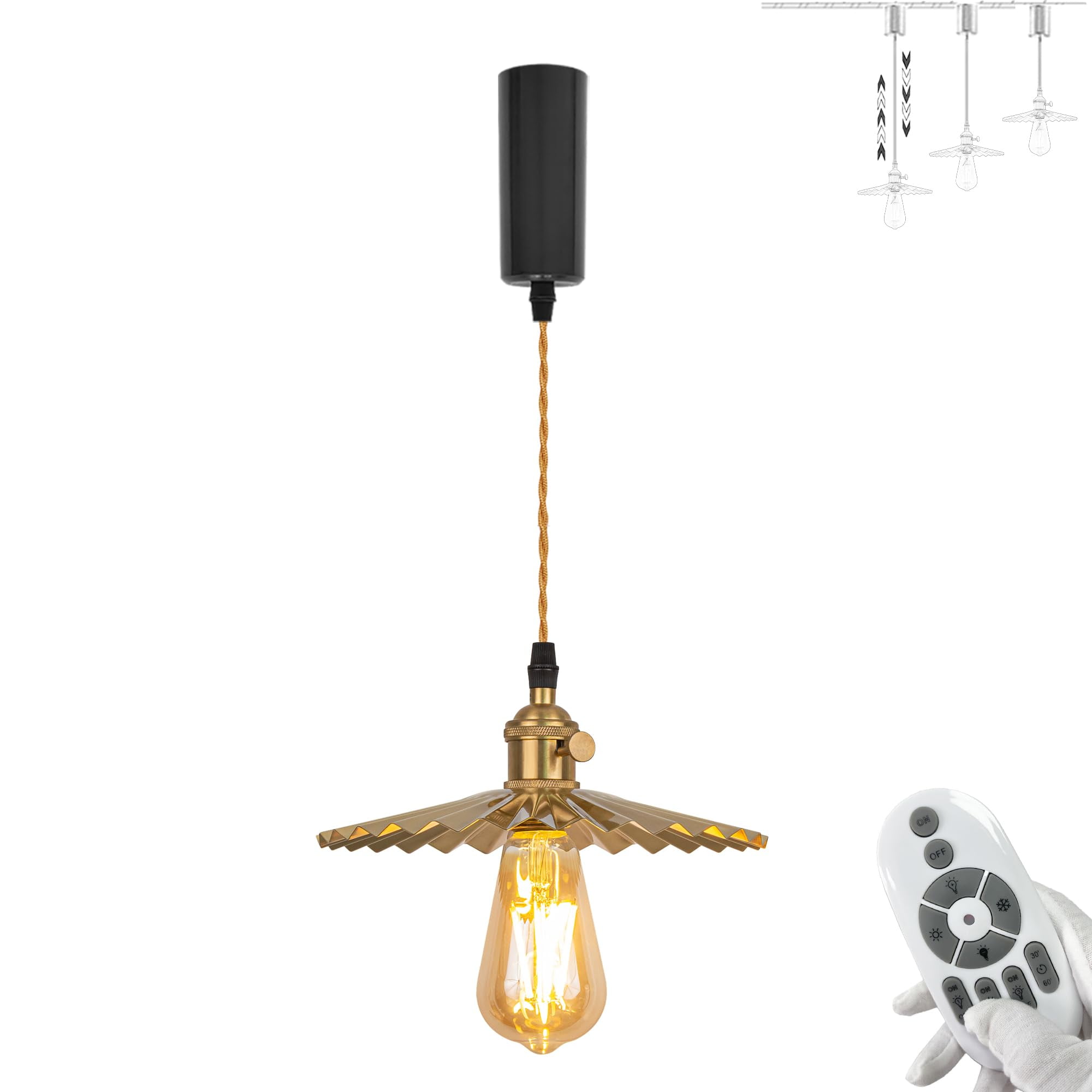 FSLiving Adjustable Height J Type Track Lighting Copper Bouffancy ...