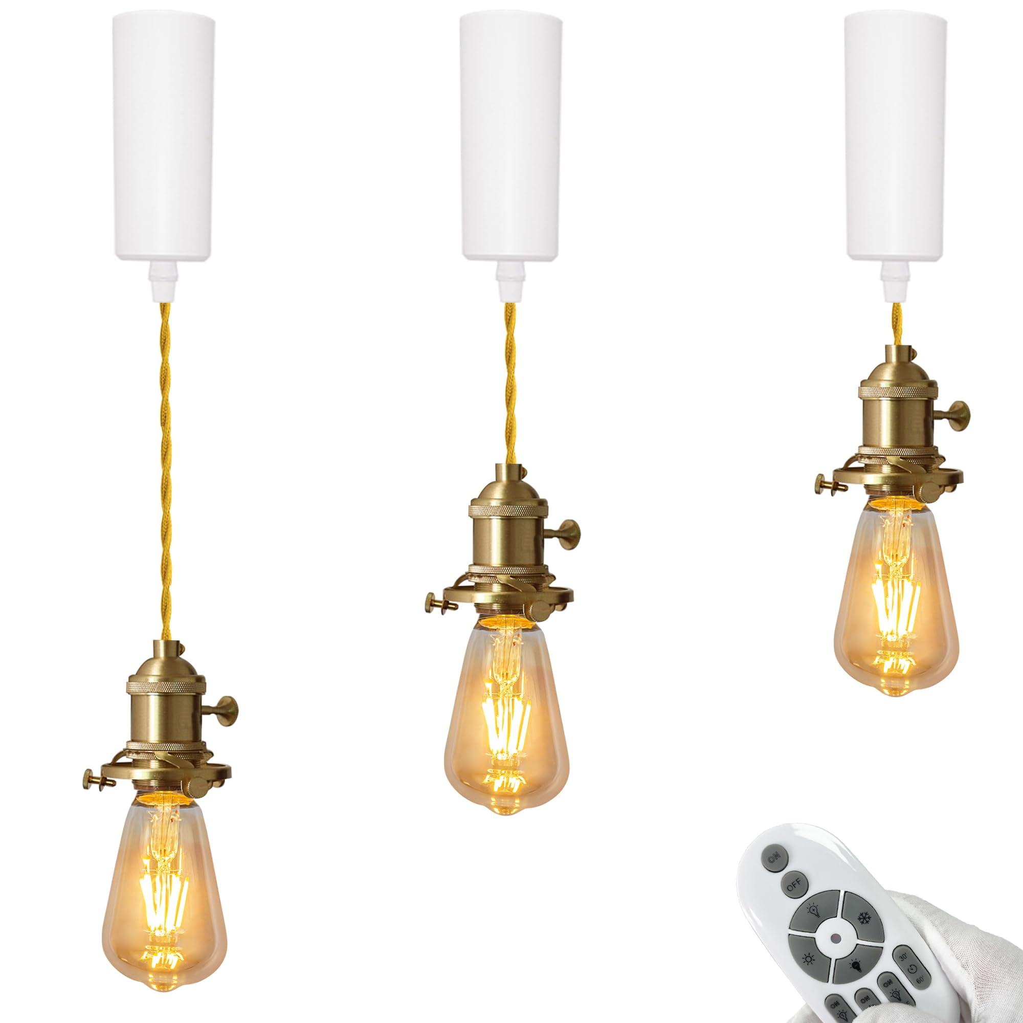 FSLiving Adjustable Height J Type Track Lighting E26 DIY 3 Way Vintage Turn Knob Lamp Socket ...