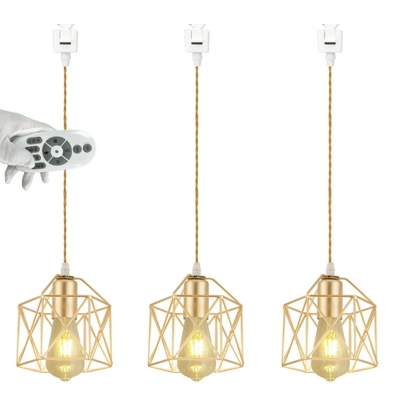FSLiving Adjustable Height J-Type Track Lighting with Gold Metal Hollow ...