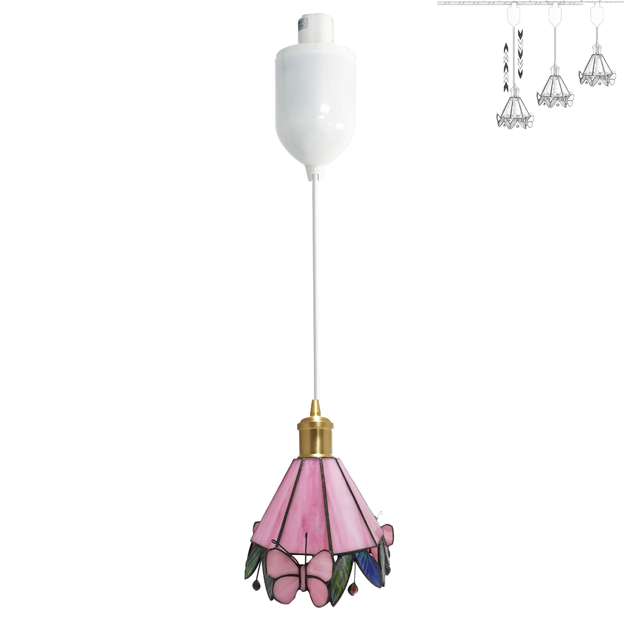 FSLiving Adjustable Height J-Type Track Lighting Tiffany Pink Butterfly ...