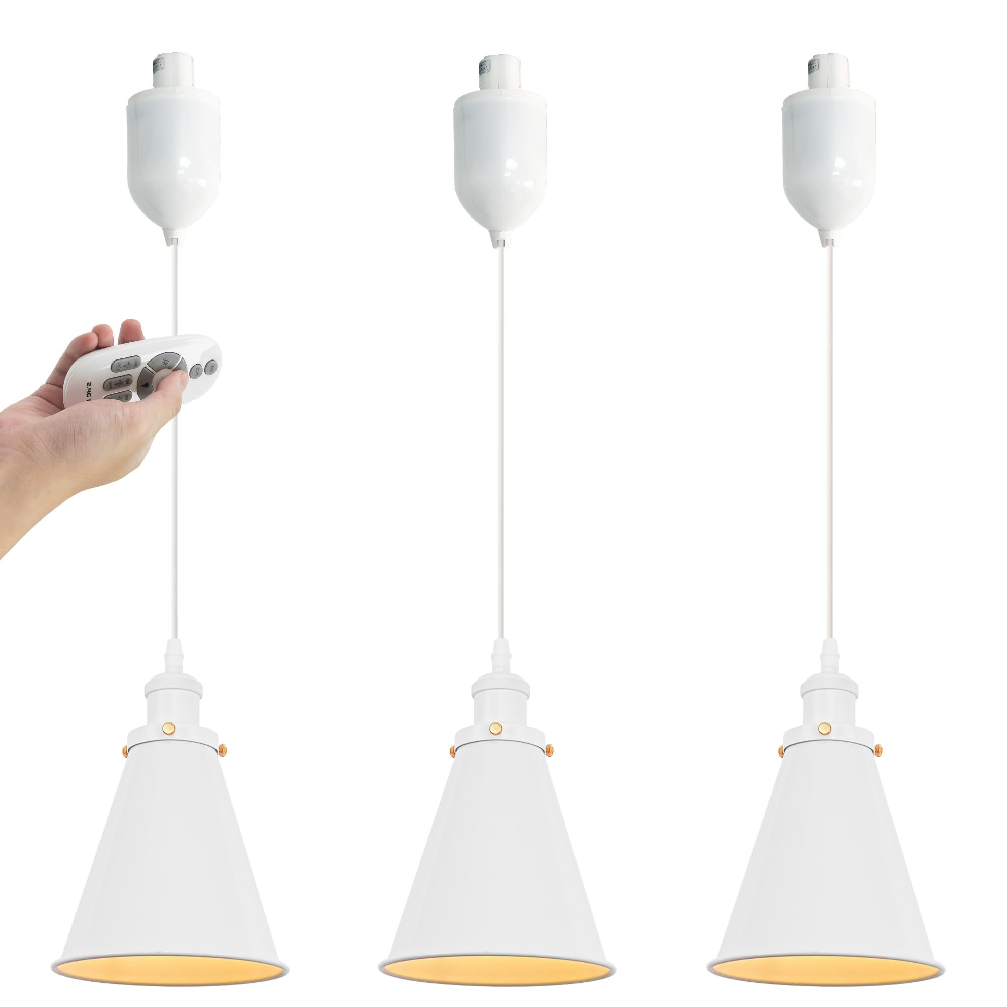 FSLiving Adjustable Height J Type Track Lighting White Cone Lamp ...