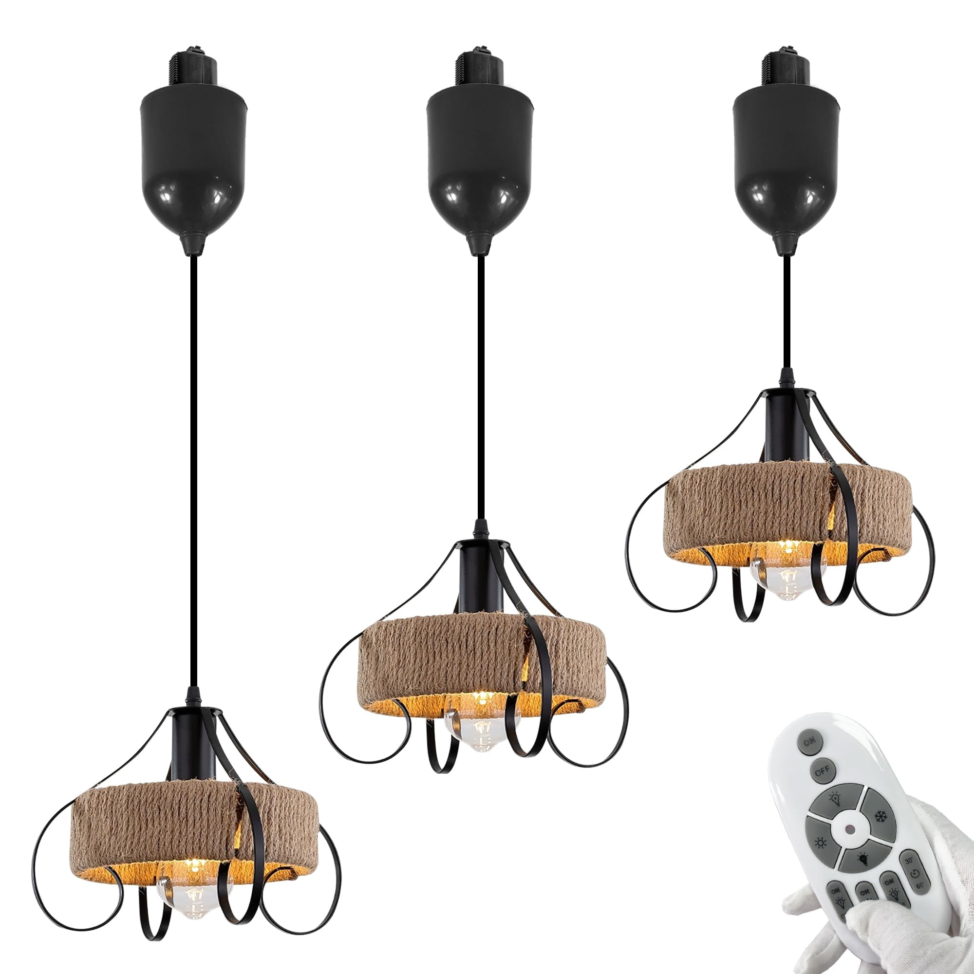 FSLiving Adjustable Height Juno Track Light Pendants, Farmhouse BOHO ...