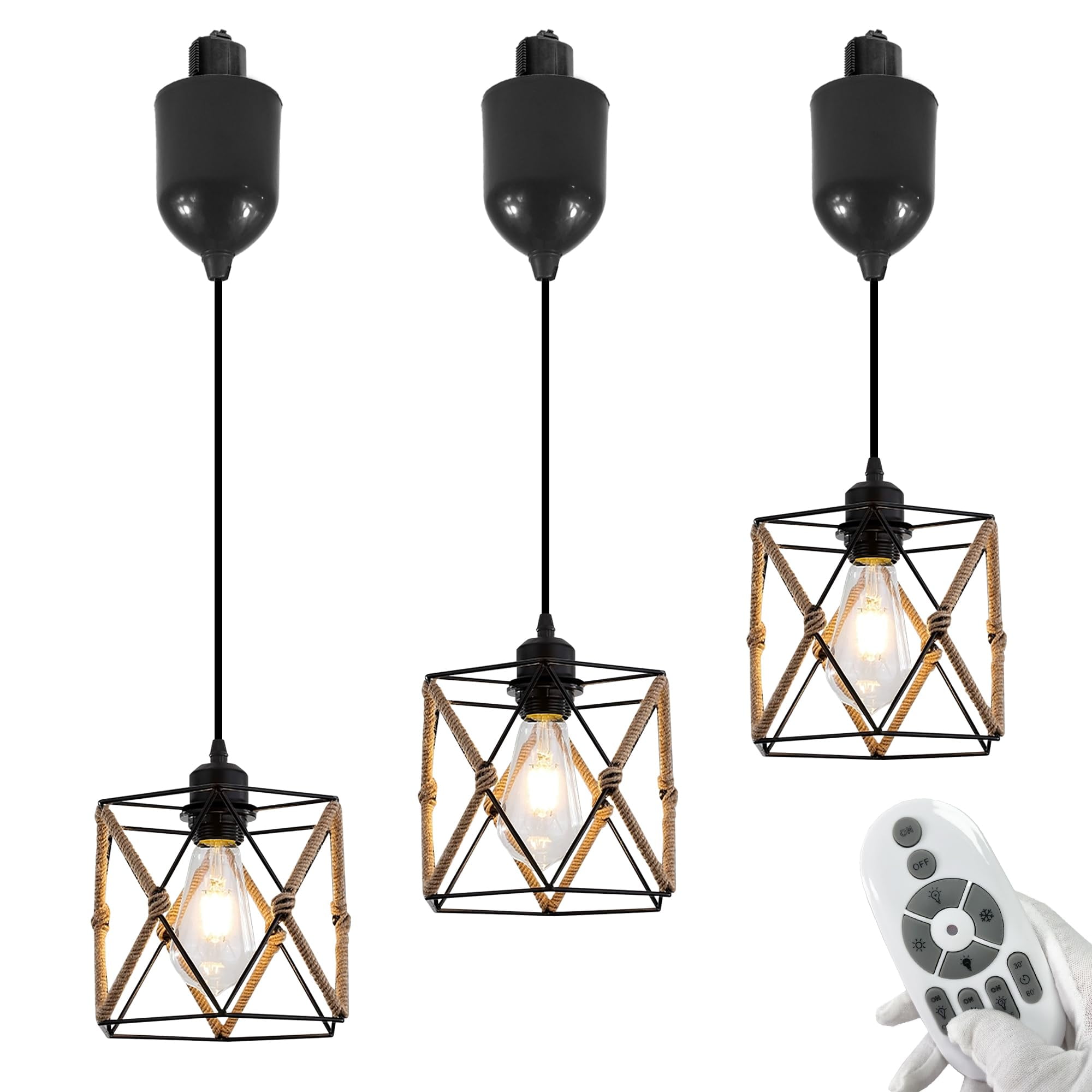 FSLiving Adjustable Height Juno Track Light Pendants, Farmhouse BOHO ...