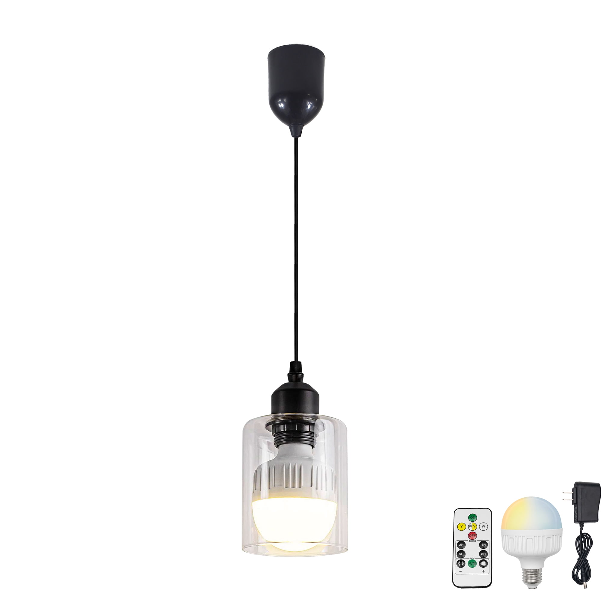 FSLiving Adjustable Height Pendant Light with Rechargeable Battery ...