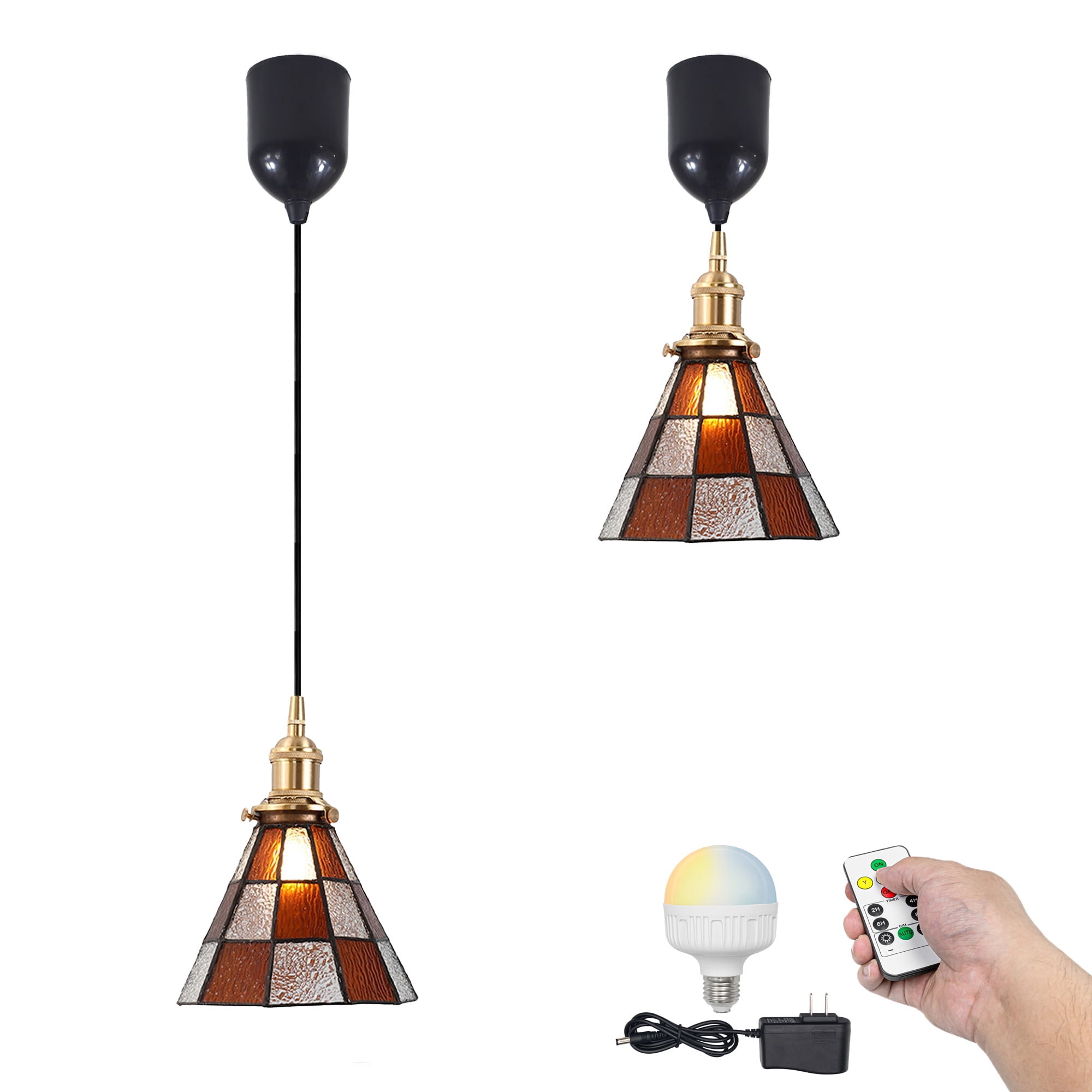 FSLiving Adjustable Height Pendant Light with Rechargeable Battery ...