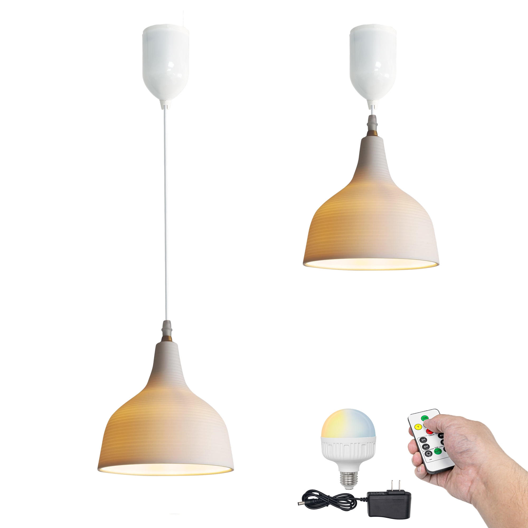 FSLiving Adjustable Height Pendant Light with Rechargeable Battery ...