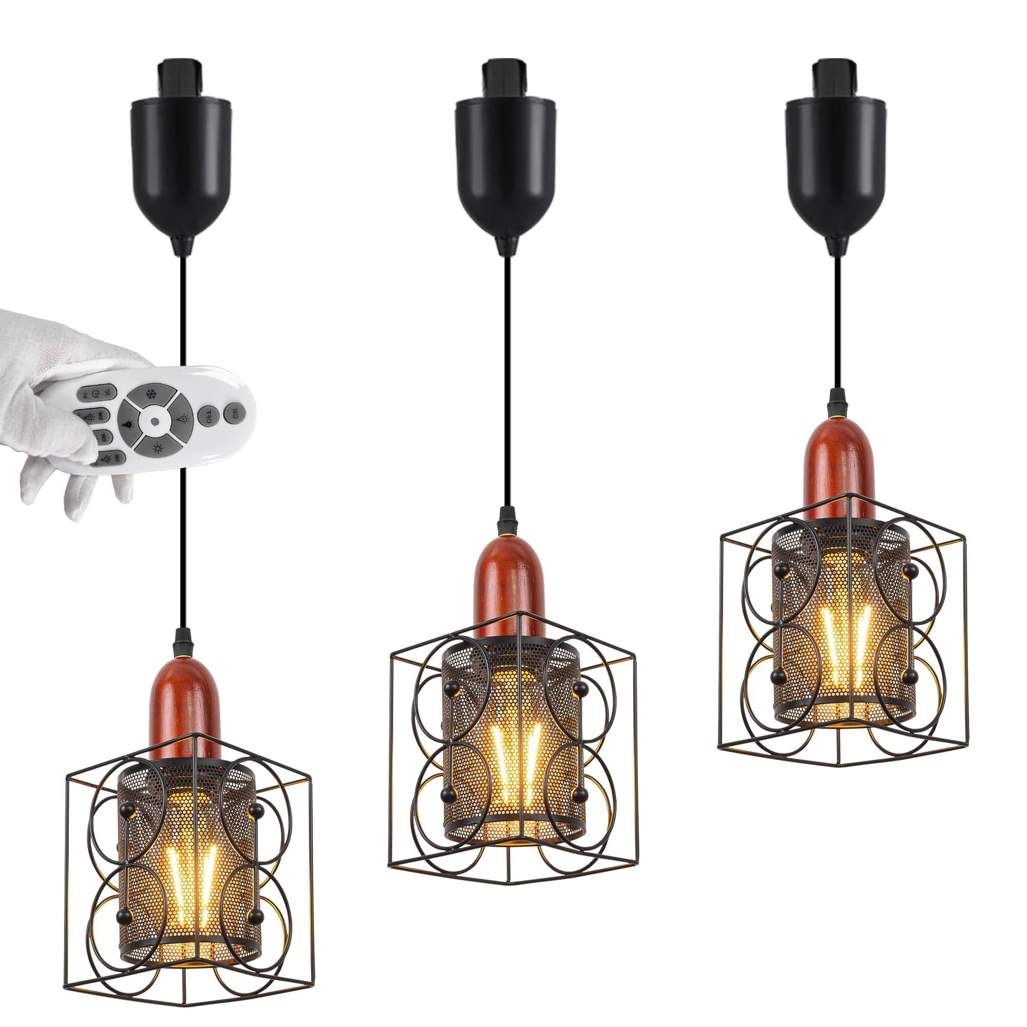 FSLiving Adjustable Height Remote Control H-Type Track Pendant Light ...