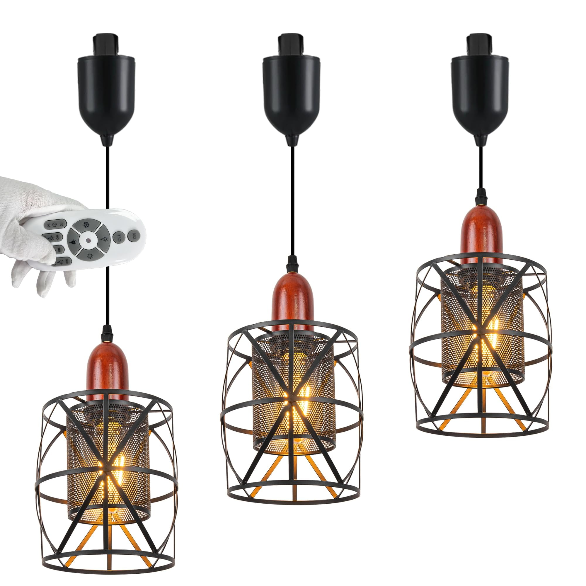 FSLiving Adjustable Height Remote Control H-Type Track Pendant Light ...