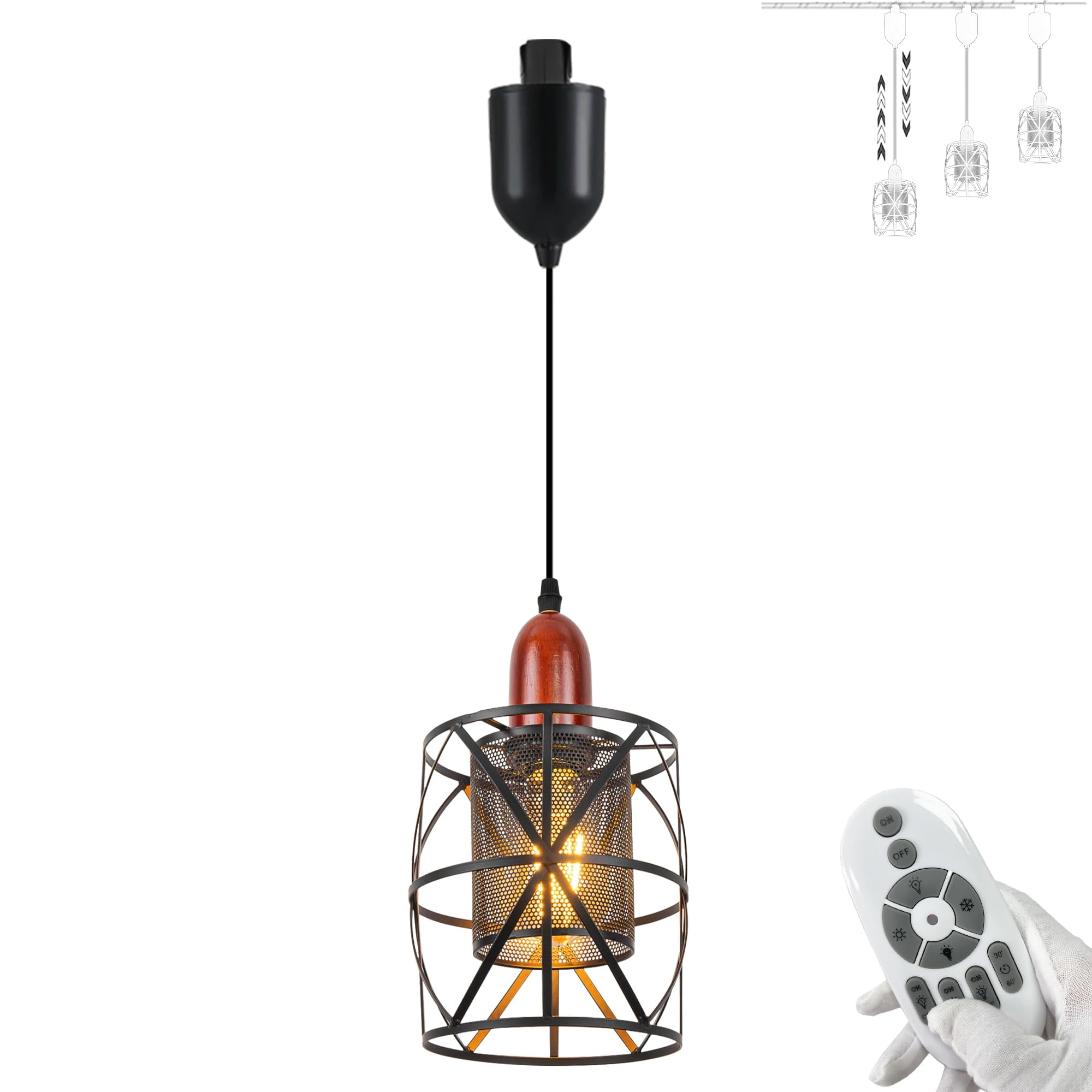 FSLiving Adjustable Height Remote Control H-Type Track Pendant Light ...