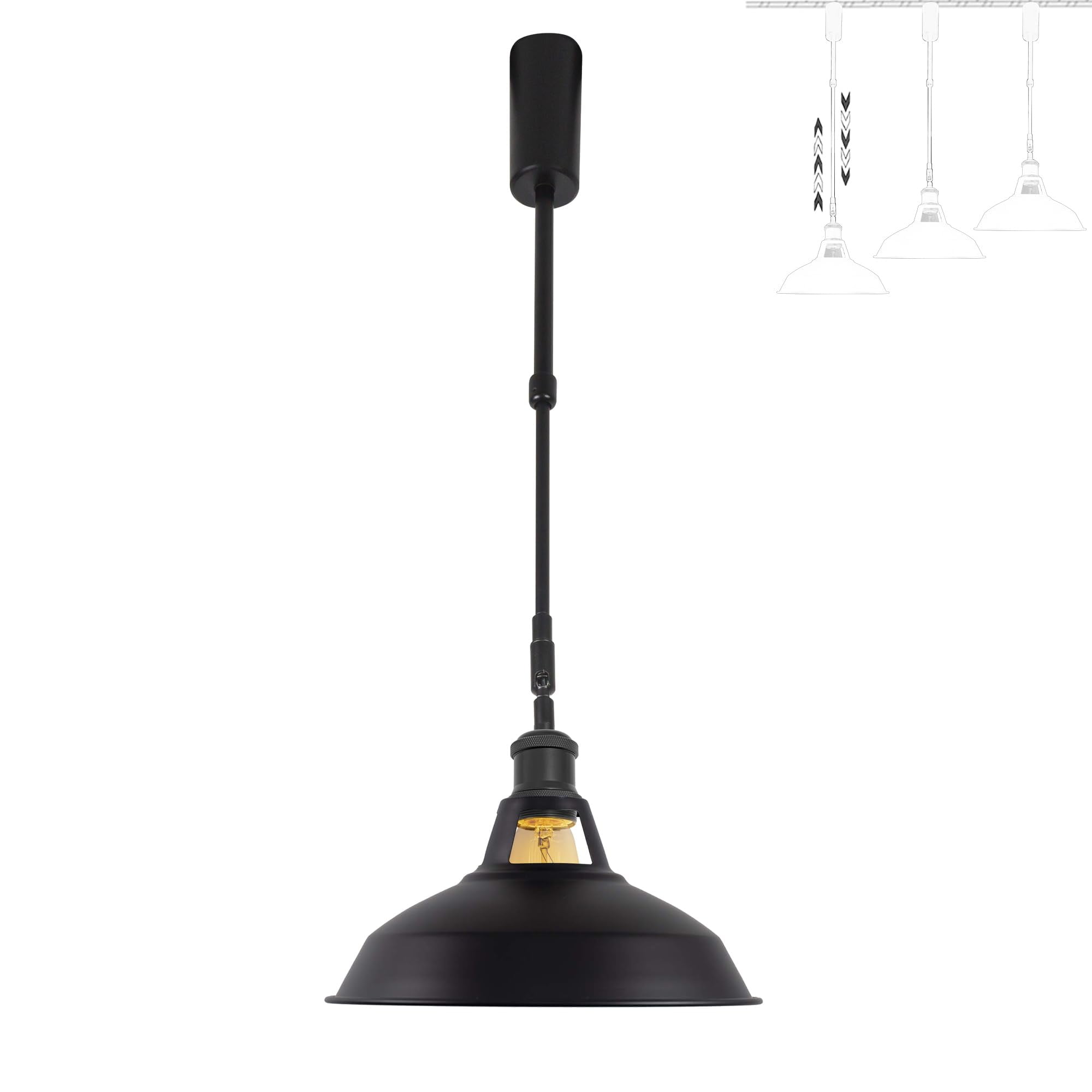 FSLiving Adjustable Height Track Pendnat Light J-Type Industrial ...