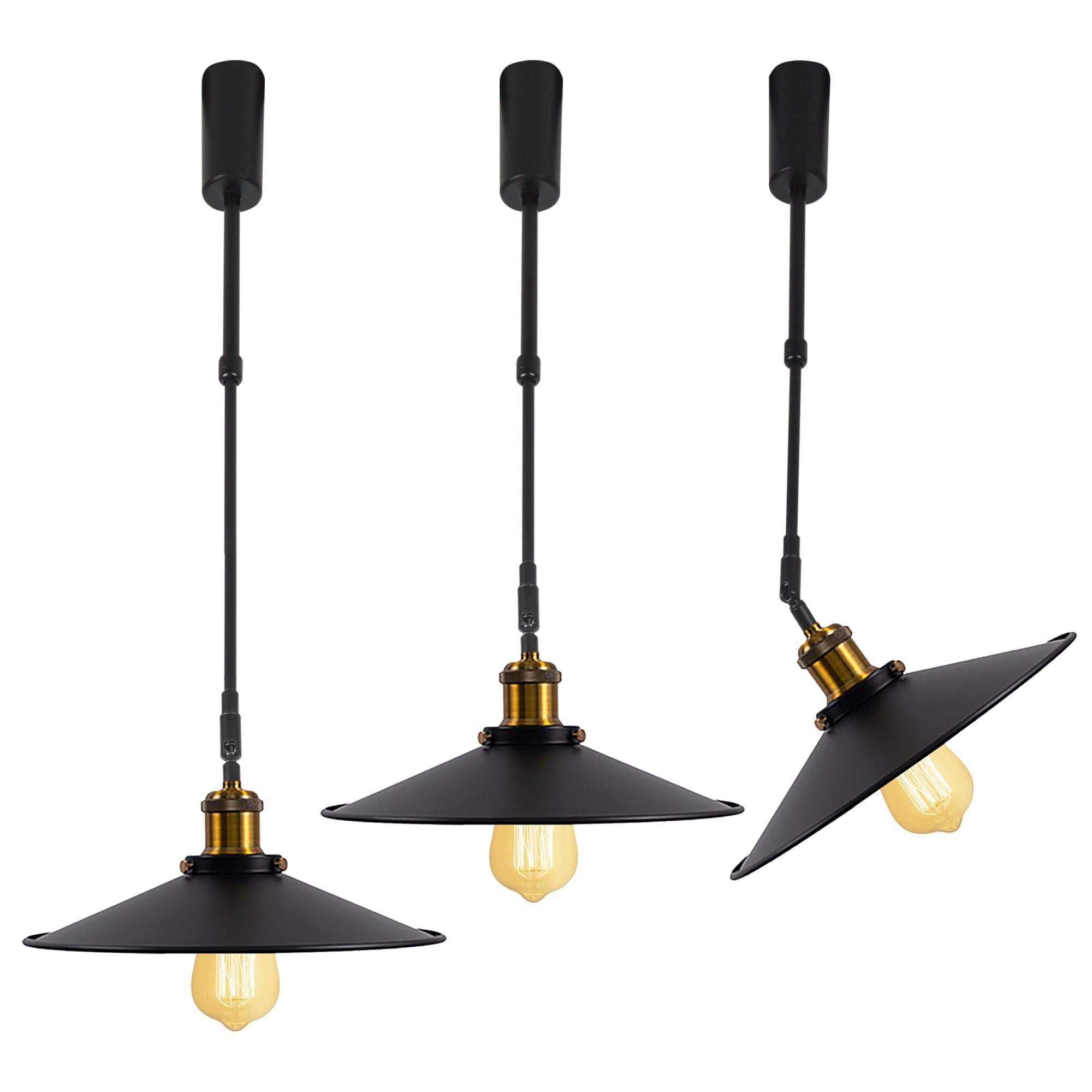 FSLiving Adjustable Height Track Pendnat Light J-Type Industrial Style ...