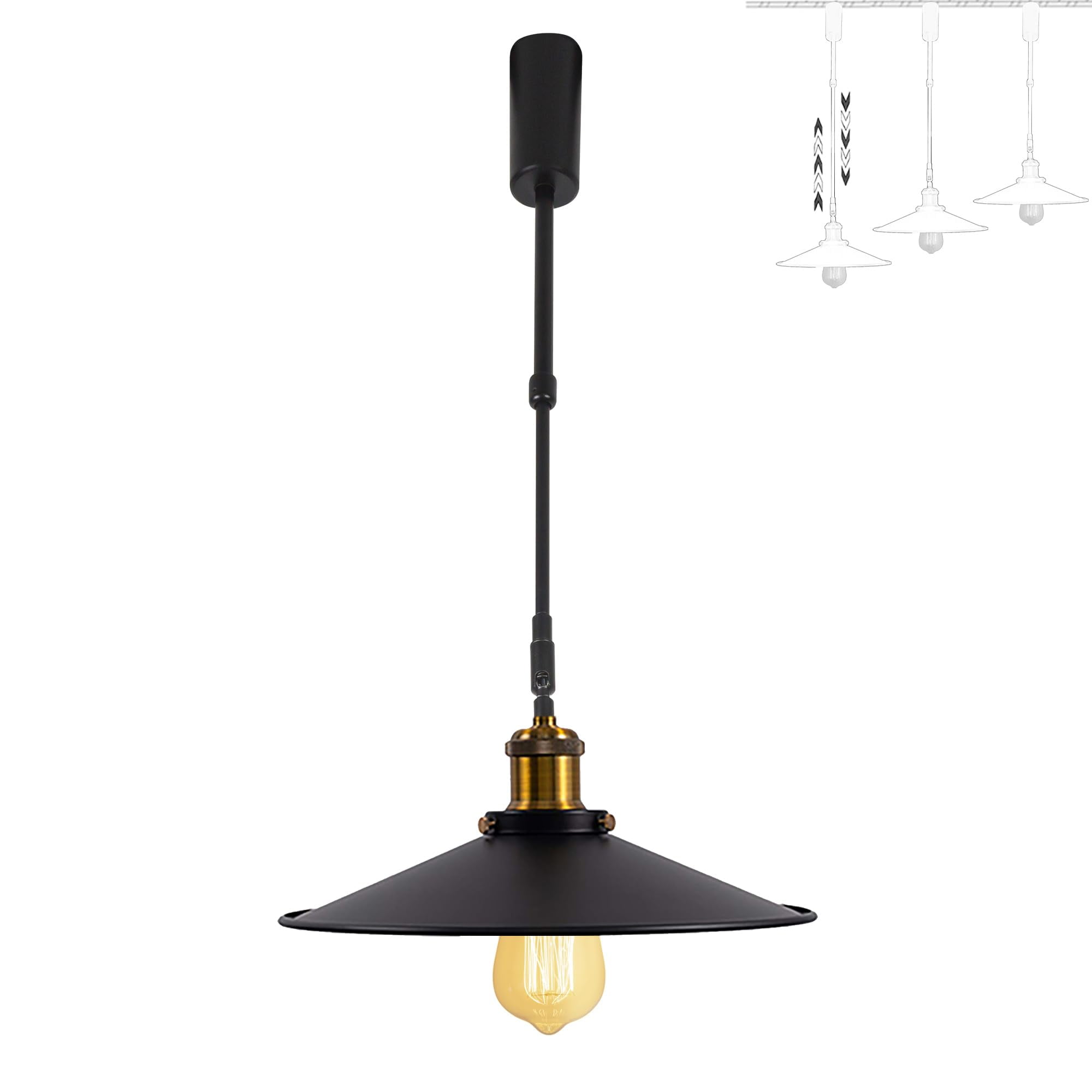 FSLiving Adjustable Height Track Pendnat Light J-Type Industrial Style ...