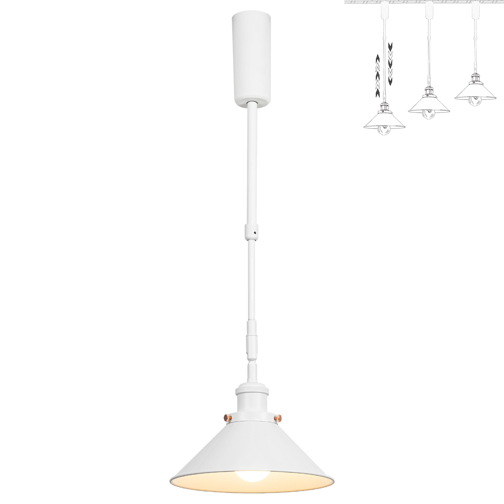 FSLiving Adjustable Height Track Pendnat Light J-Type Retractable Lift ...