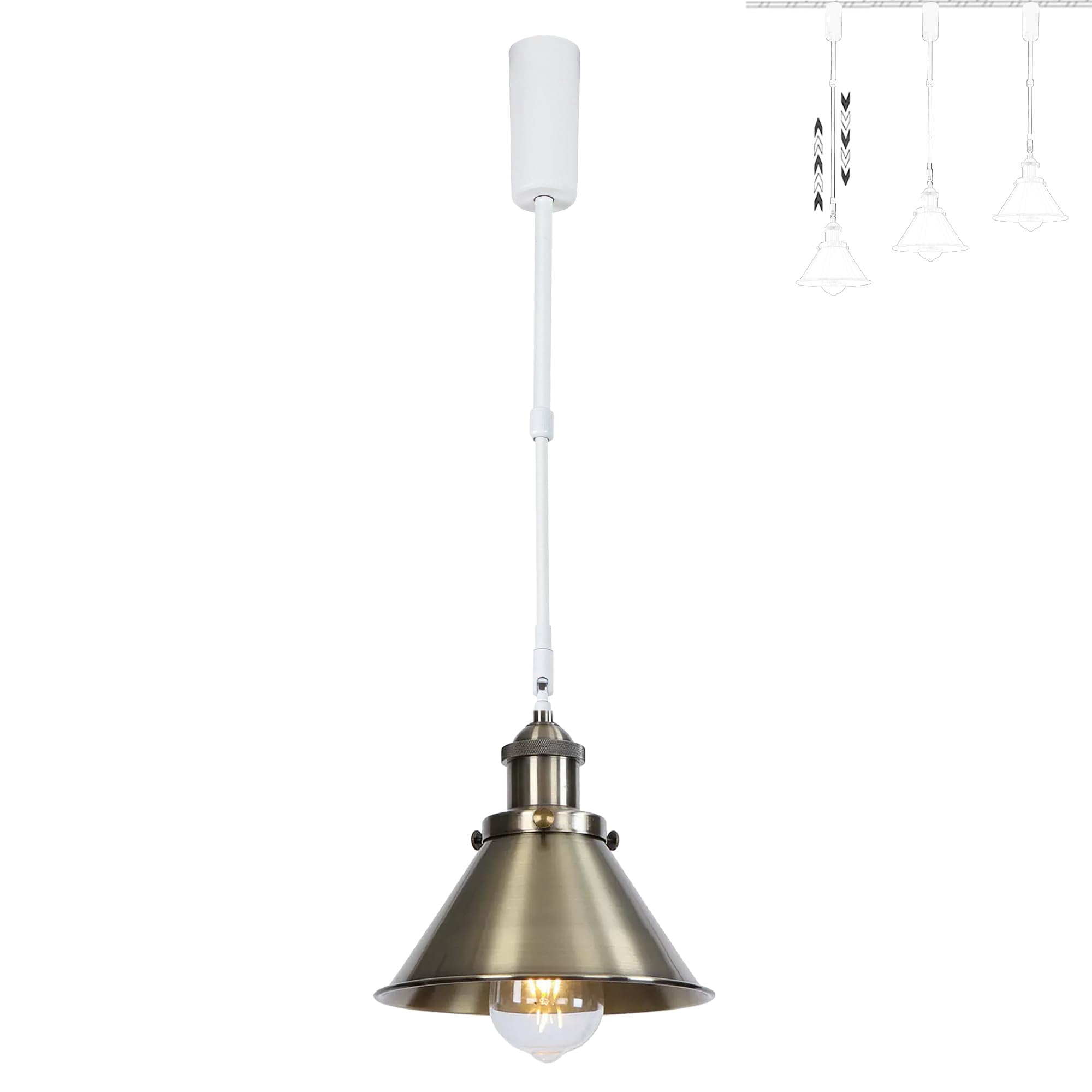 FSLiving Adjustable Height Track Pendnat Light J-Type Retractable Lift ...