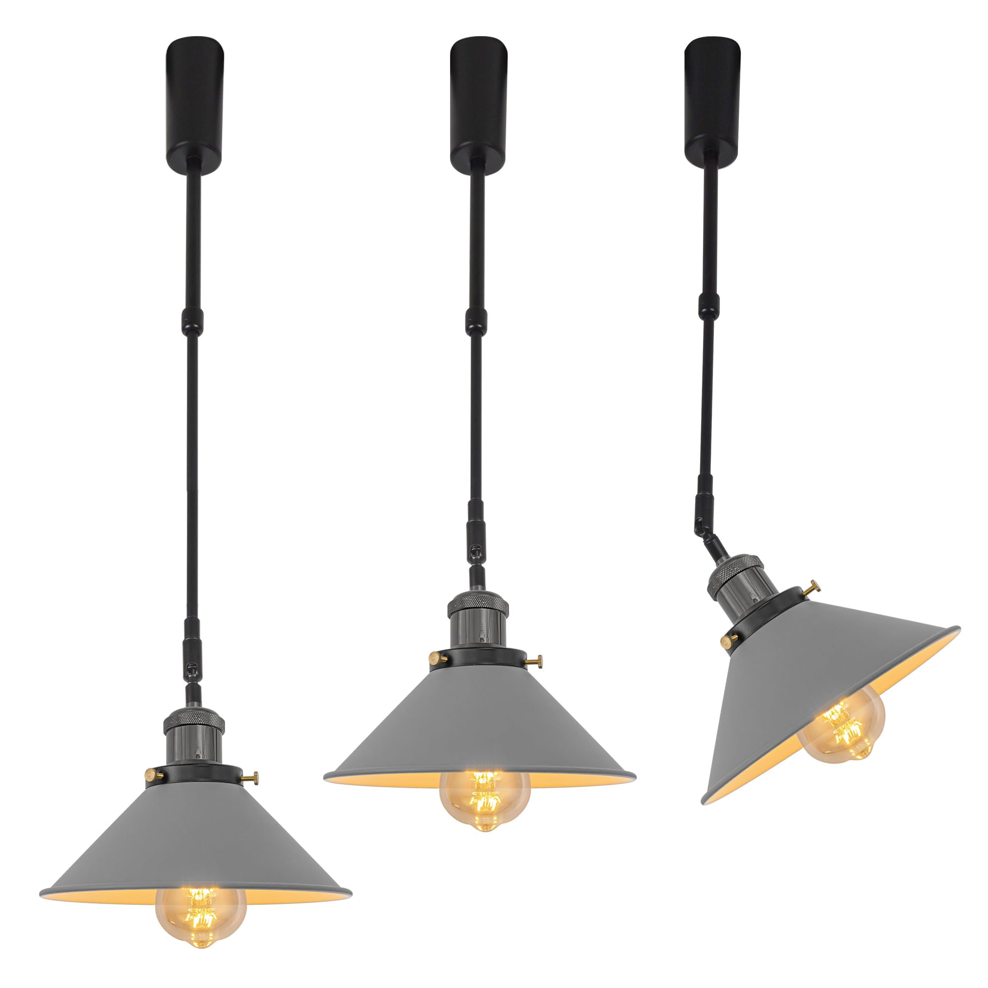 FSLiving Adjustable Height Track Pendnat Light J-Type Retractable Lift ...