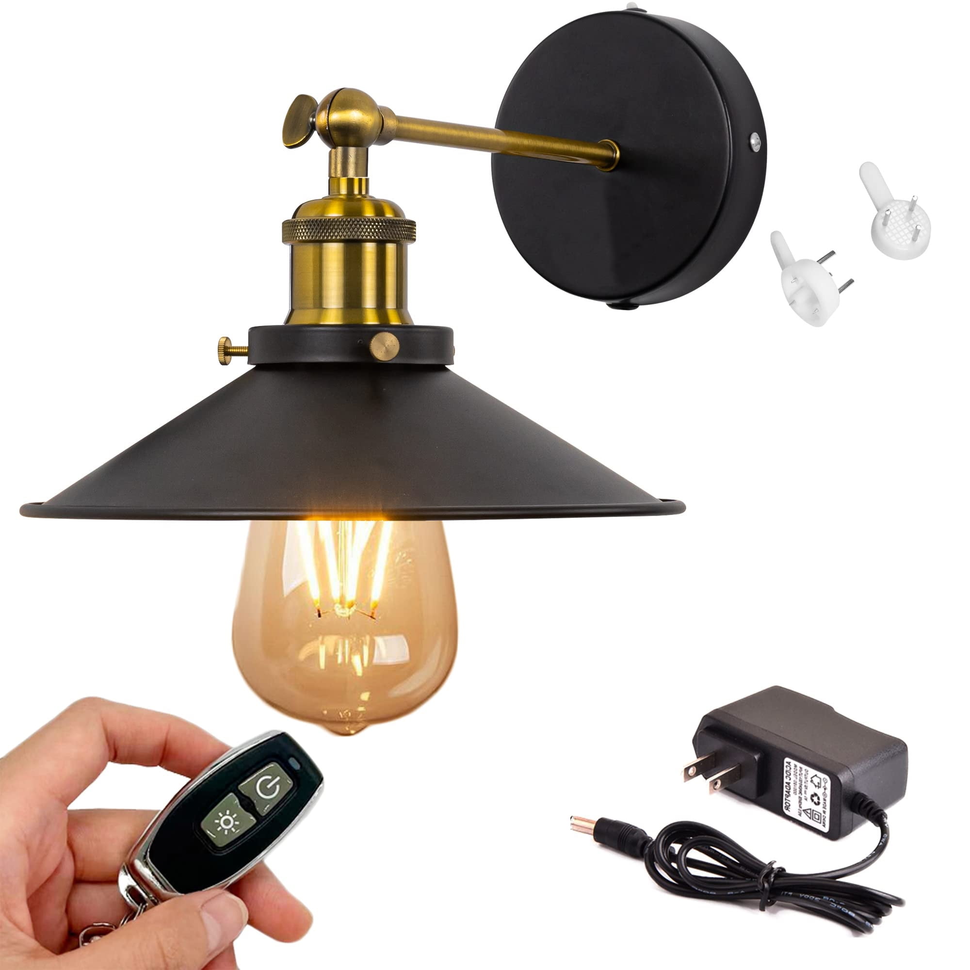 FSLiving Adjustable Industrial Wall Sconce Rechargeable Battery ...