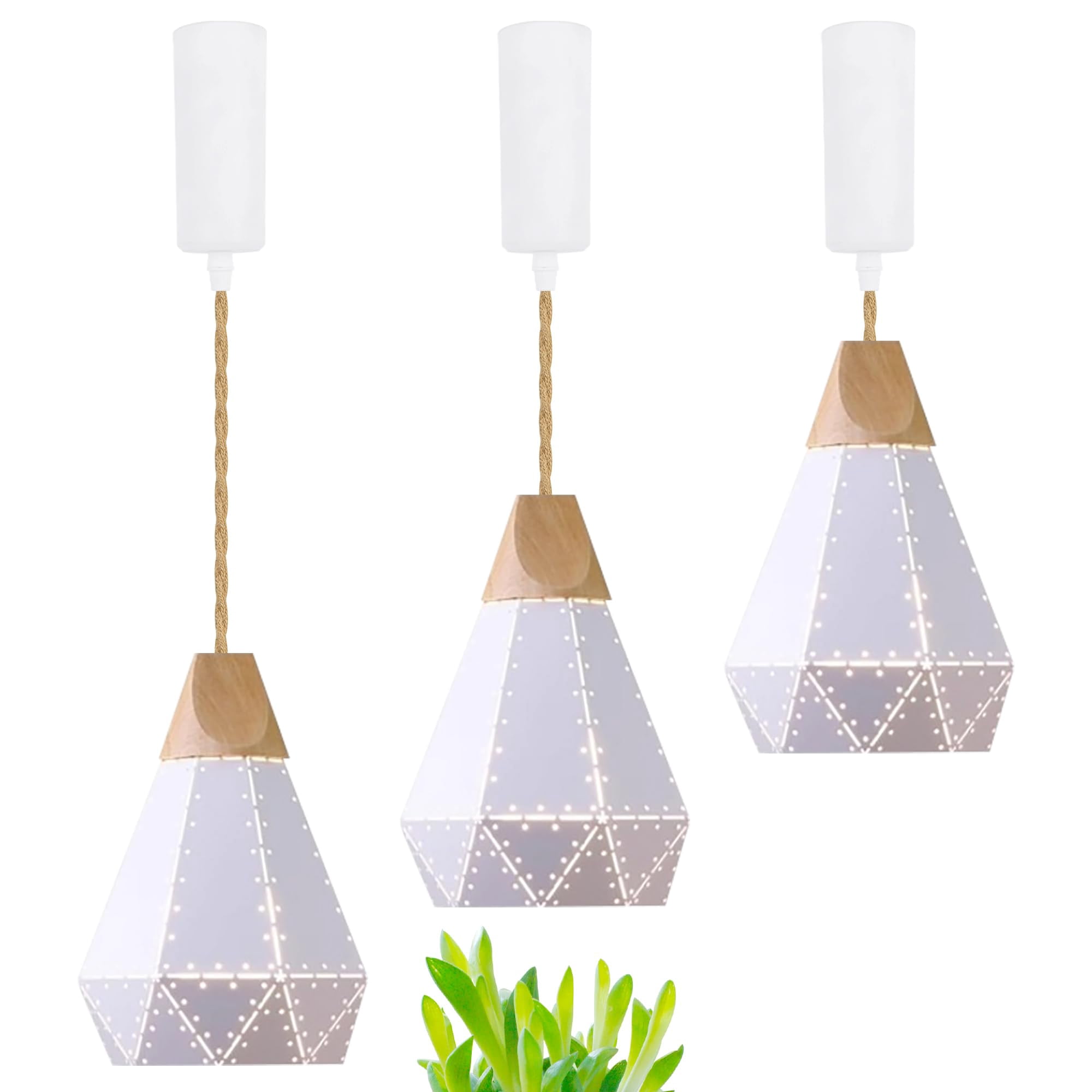 FSLiving Adjustable Length J-Type Track Light Pendants Hemp Rope Nordic ...
