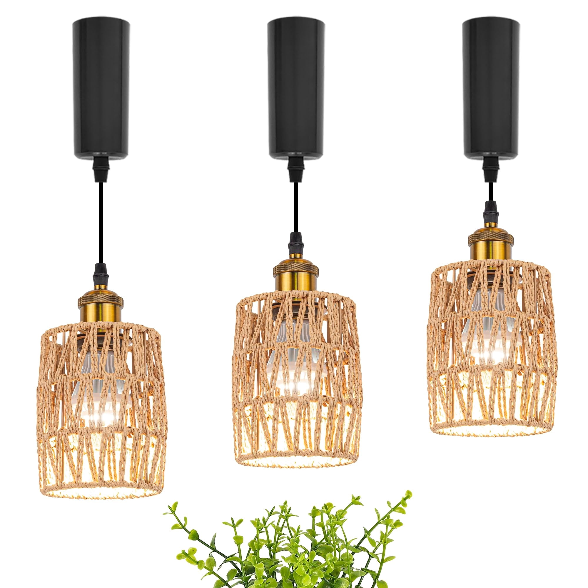 FSLiving Adjustable Length J-Type Track Light Pendants Twine Braiding ...