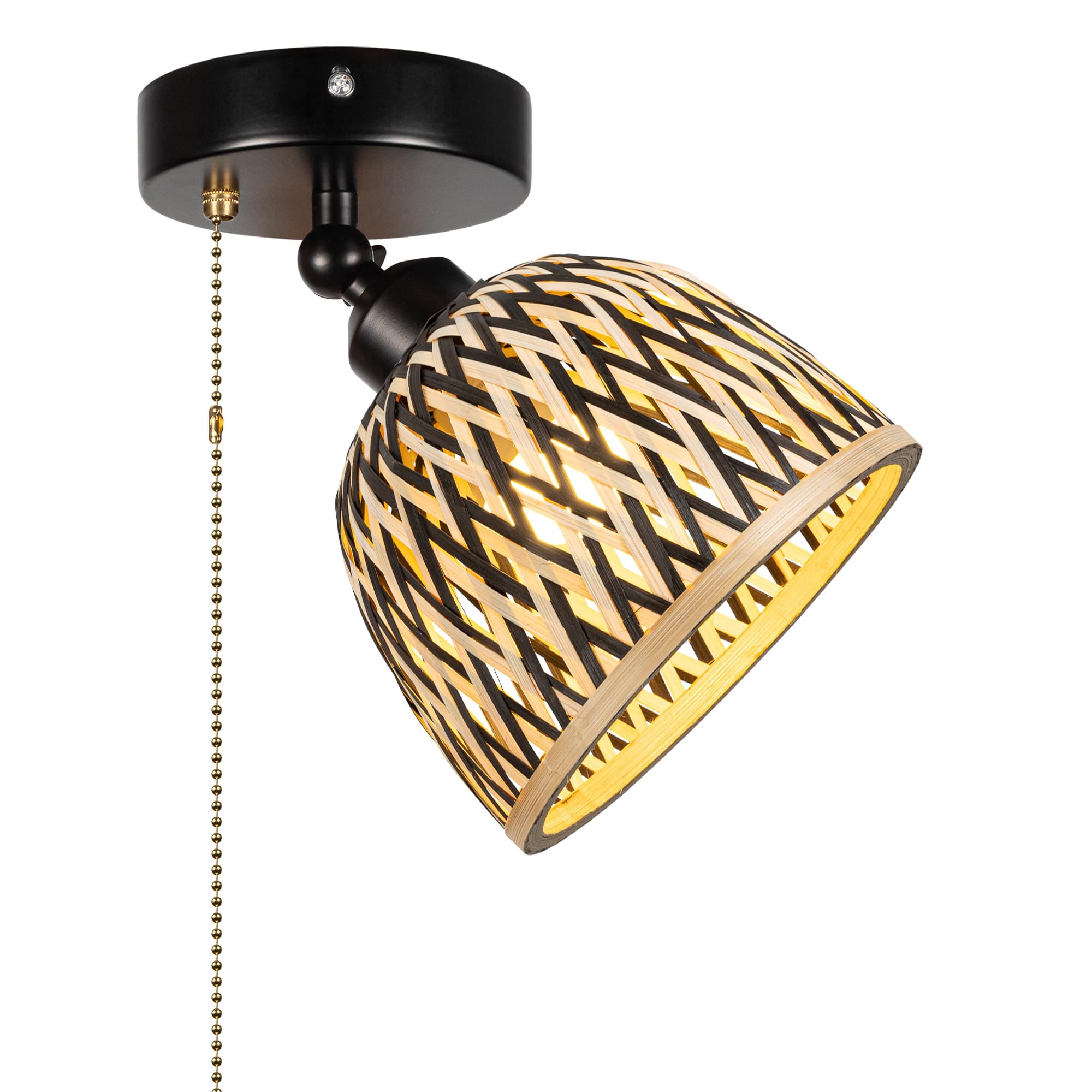 FSLiving Adjustable Light, Zipper Switch 12V RV Black Twine Natural ...