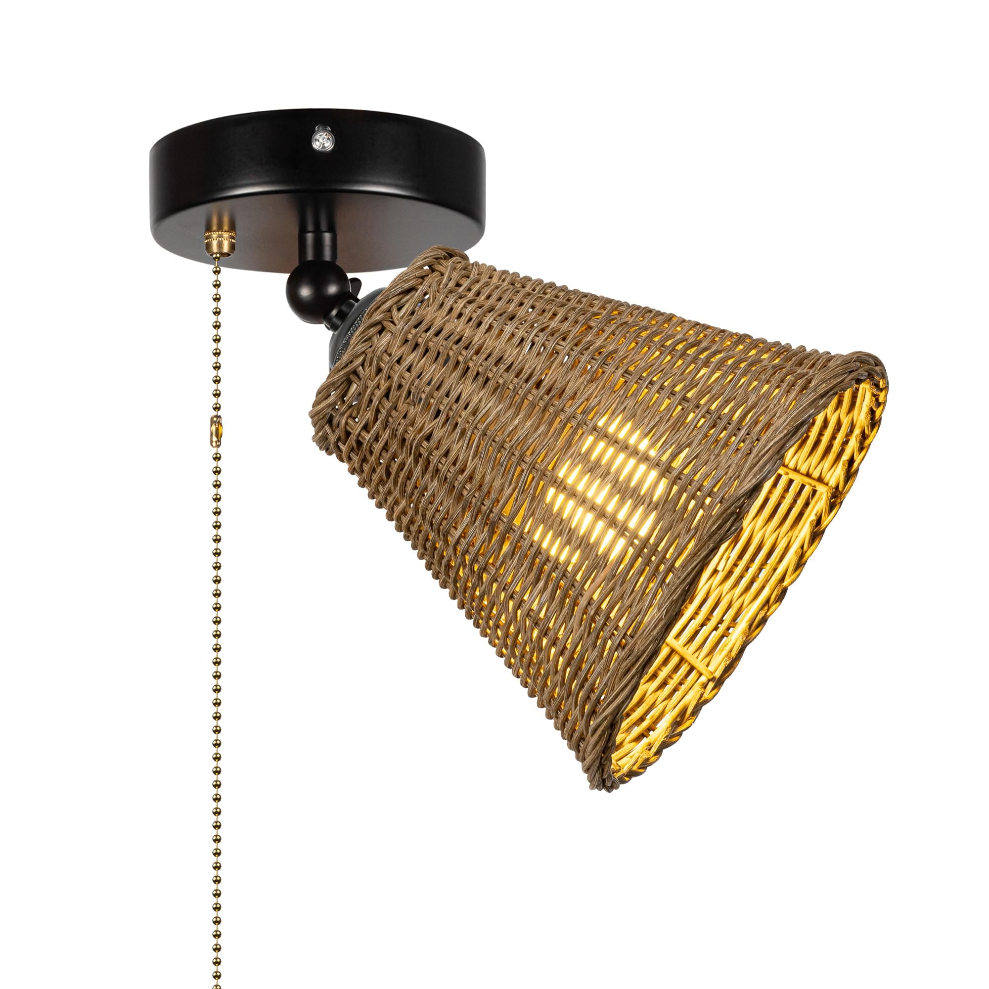 FSLiving Adjustable Light, Zipper Switch 12V RV Industrial Brown Twine ...