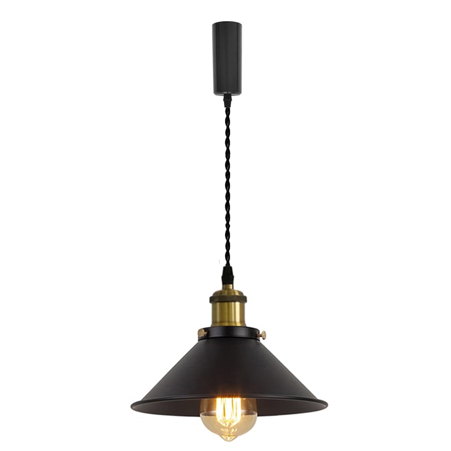FSLiving Adjustable Wire Length Hanging Light 3.9 Ft Black Twisted Cord ...