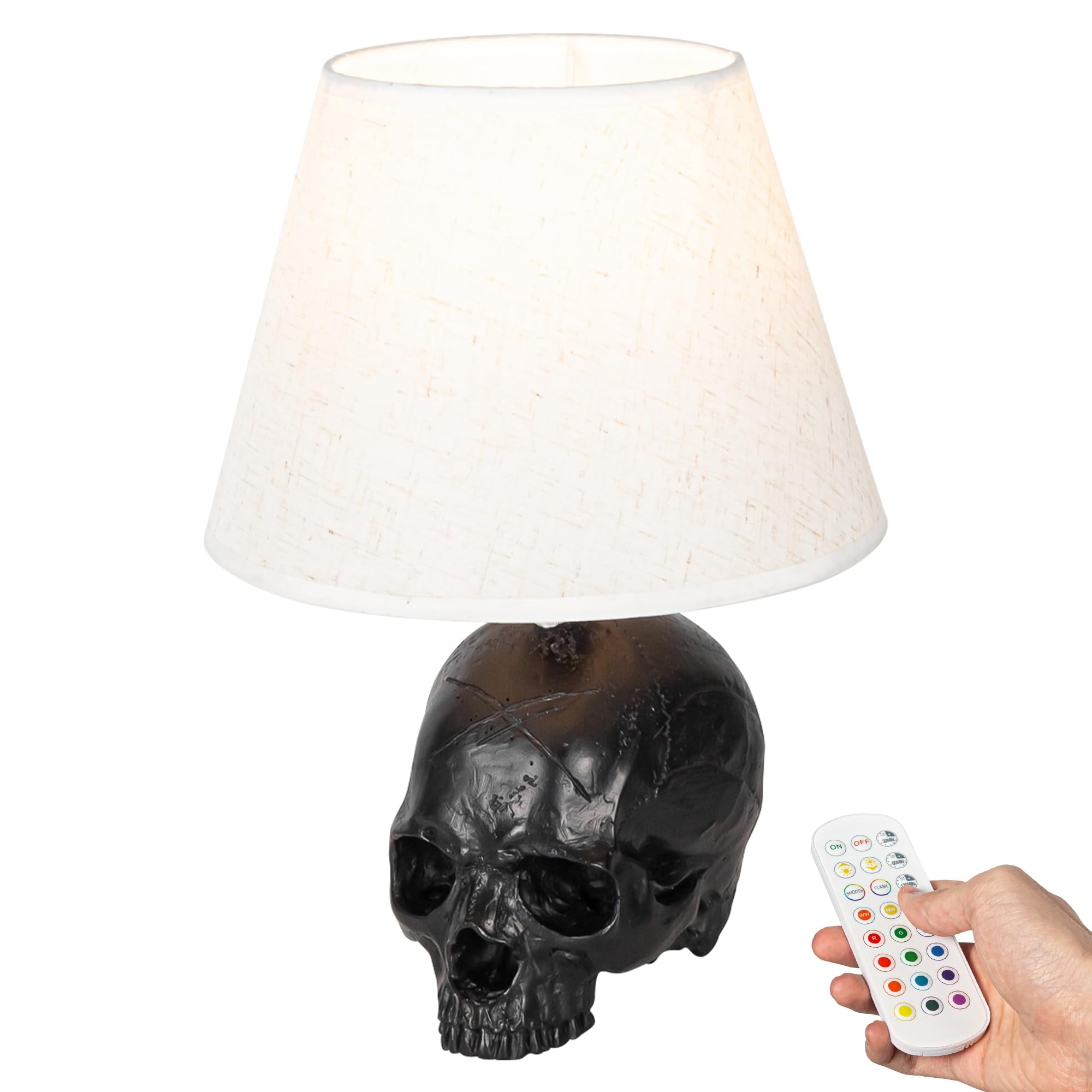 FSLiving Art Skull Lamp Table Lamp Rechargeable Battery Operated Light ...
