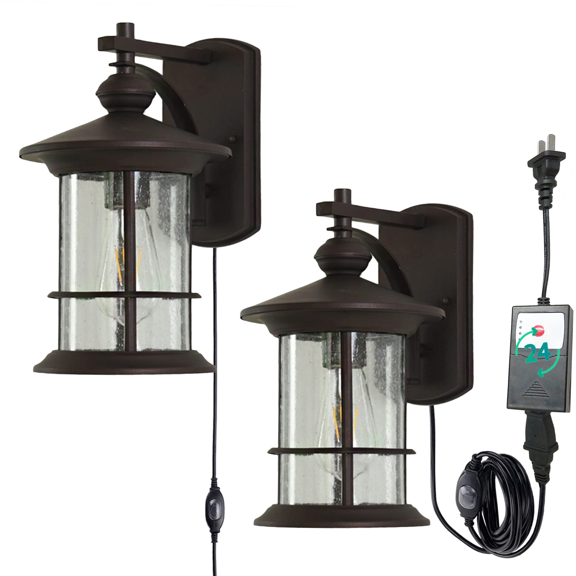 FSLiving Automatic Timer Wall Mounted Lightings Plug-in Outdoor -Indoor ...