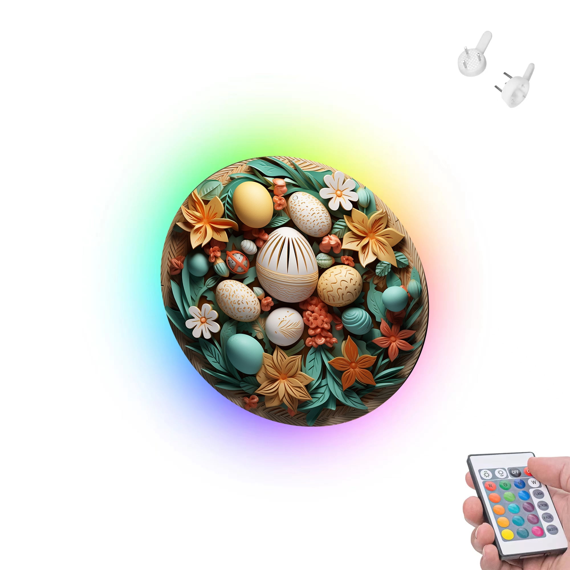 FSLiving Battery Operated Remote Control Wall Sconces Circular Wooden ...