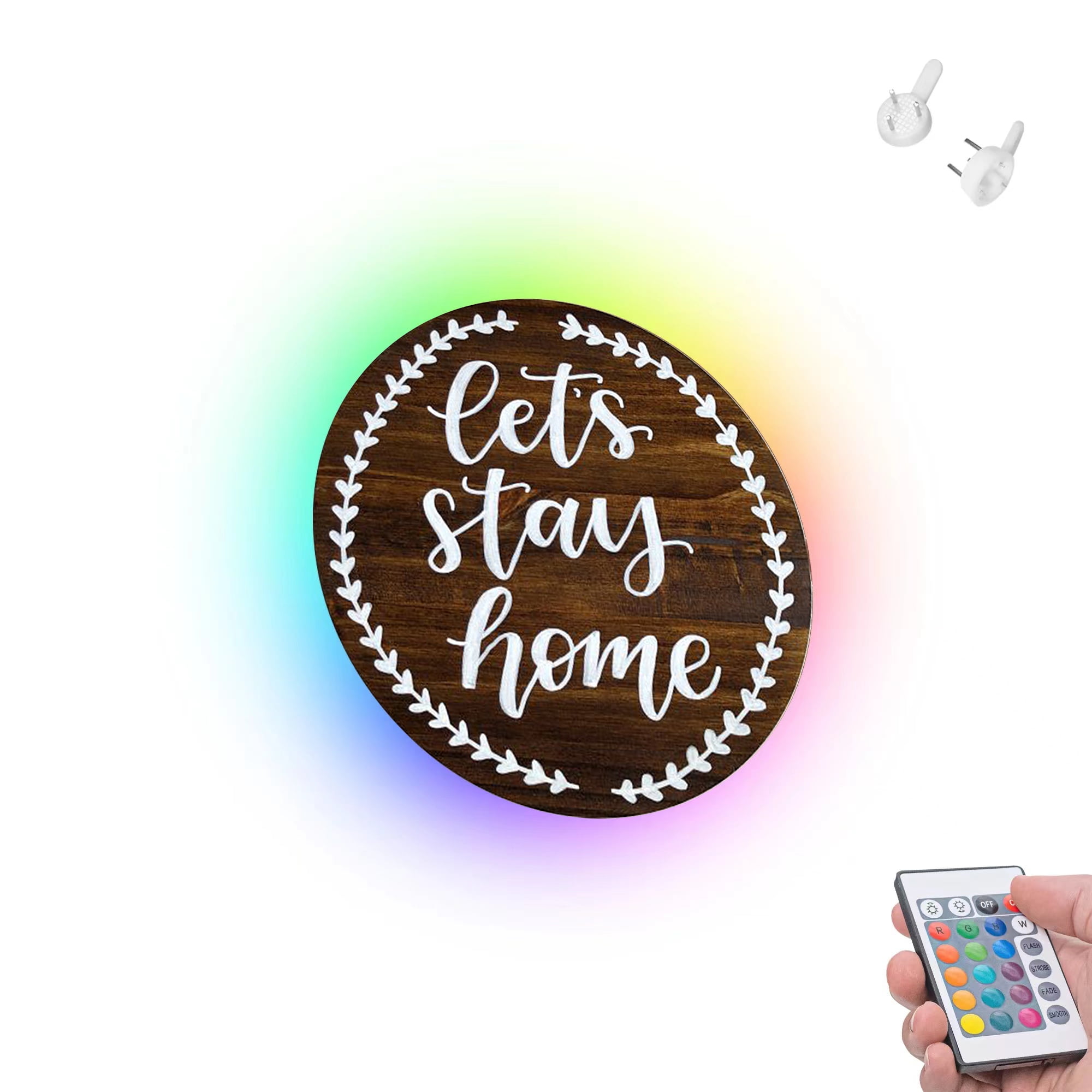 FSLiving Battery Operated Remote Control Wall Sconces Circular Wooden ...