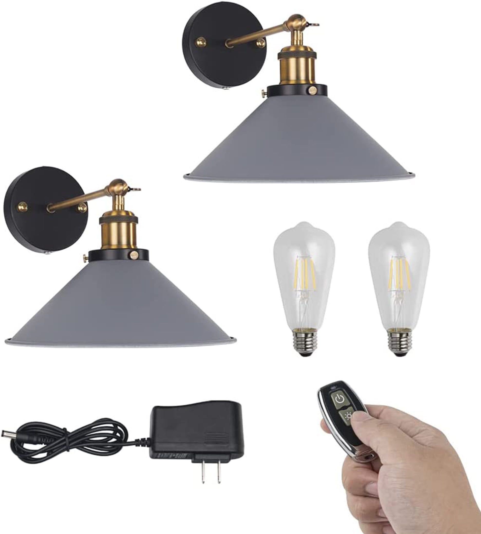 FSLiving Battery Operated Wall Sconce Rechargeable Battery Run Low-Volt ...