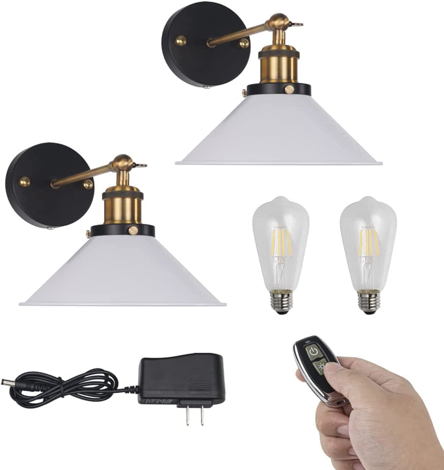 FSLiving Battery Operated Wall Sconce Rechargeable Battery Run Low-Volt ...