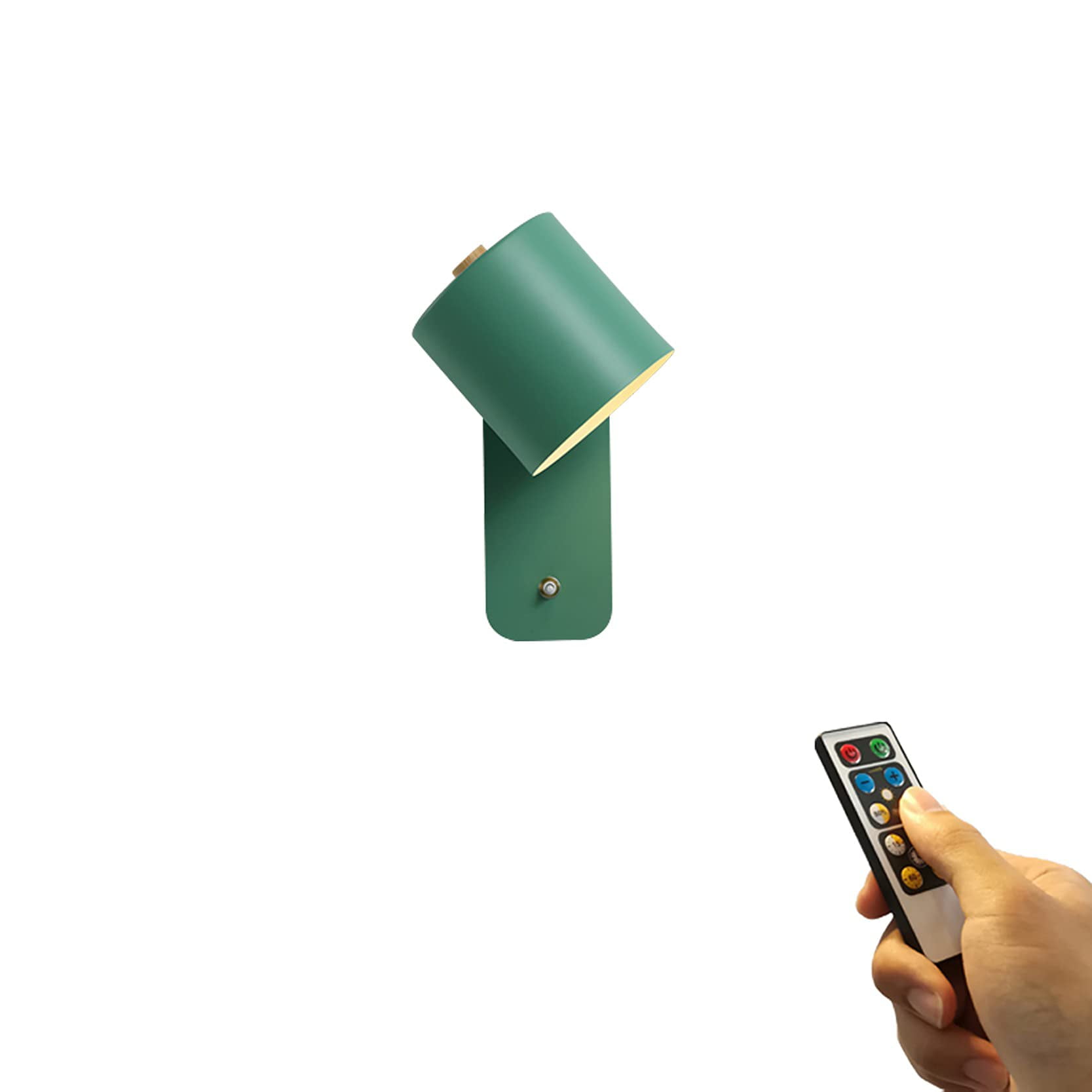 FSLiving Battery Operated Wall Sconces Wireless Green Metal Shade Wall ...