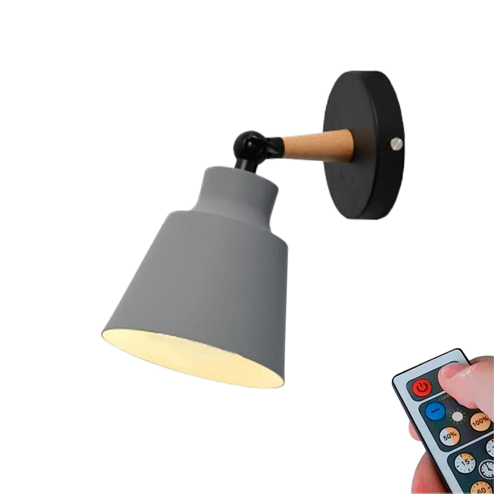 FSLiving Battery Operated Wall Sconces Wireless Macaron Grey Meta Wall ...