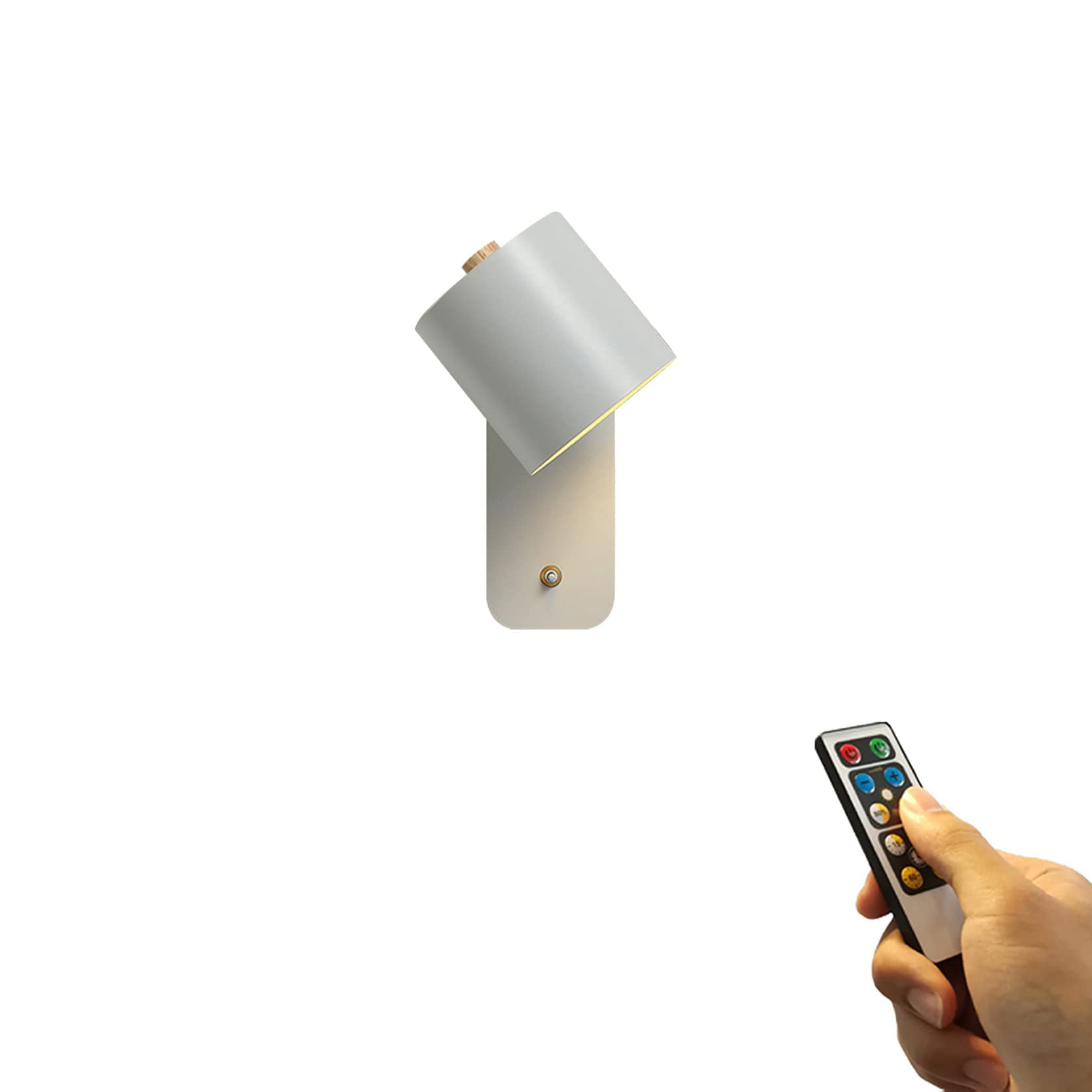 FSLiving Battery Operated Wall Sconces Wireless White Metal Shade Wall ...