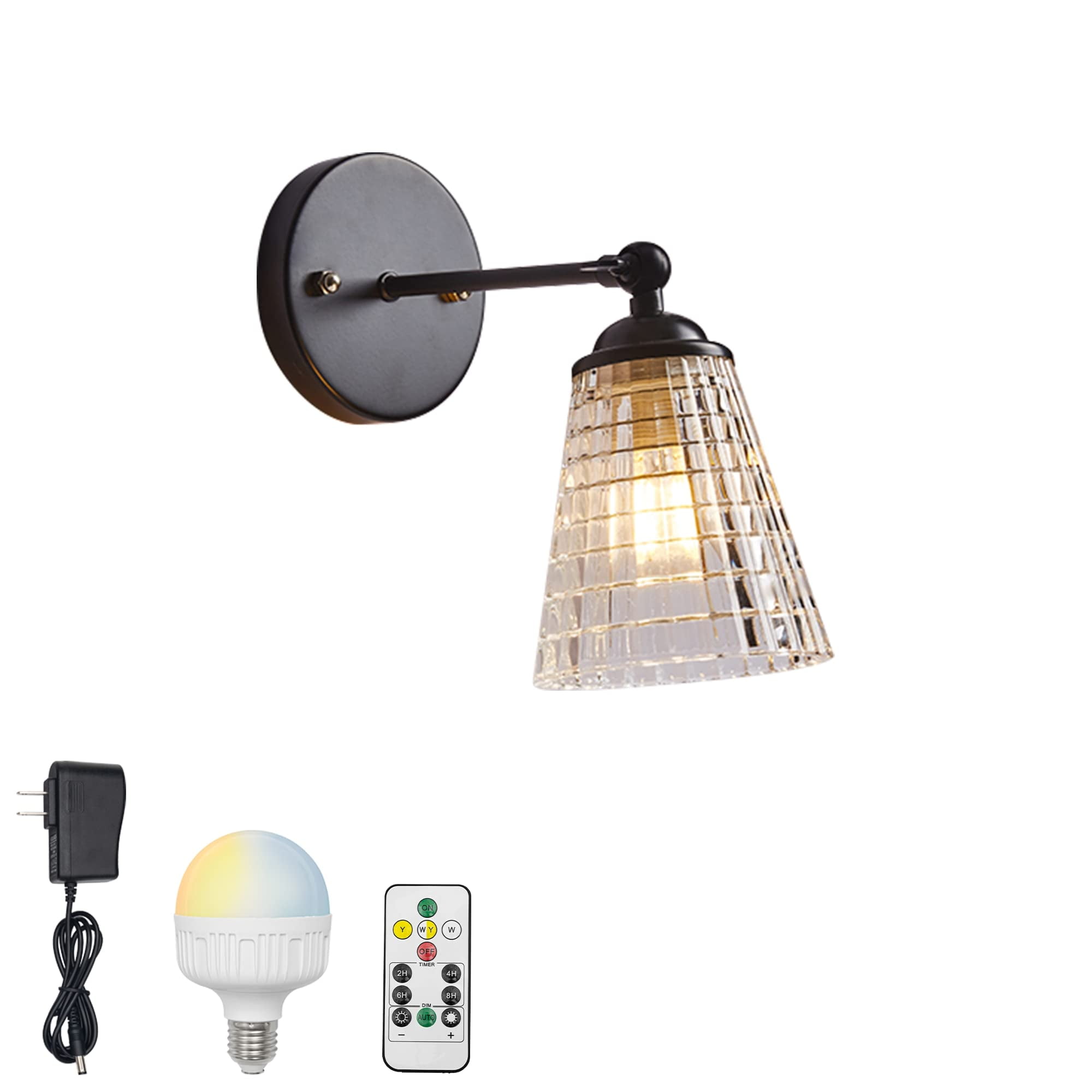 FSLiving Battery Operated Wll Sconces with Rechargeable LED Bulb Remote ...