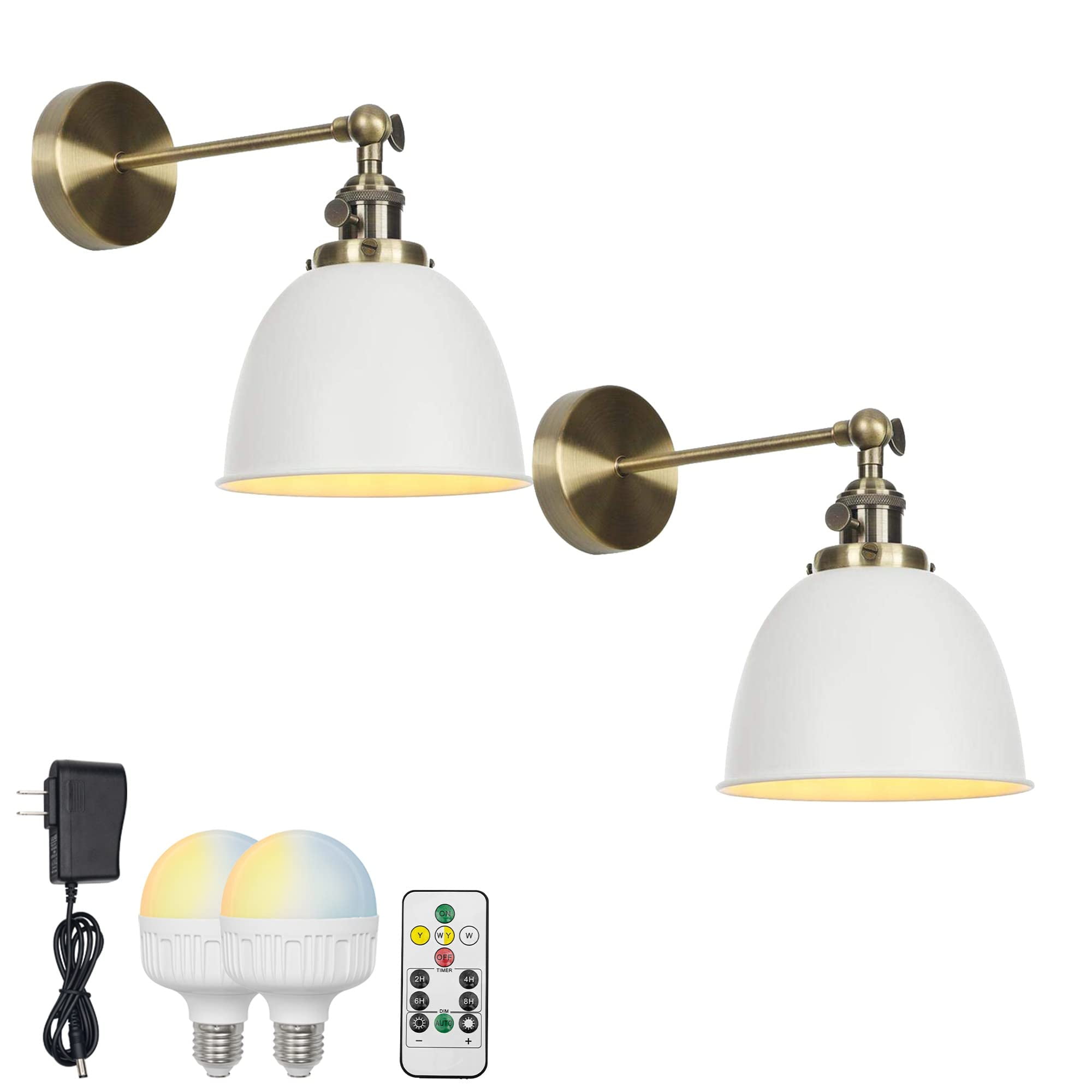 FSLiving Battery Opertaed Wall Sconce Wireless Remote Control Lamp ...