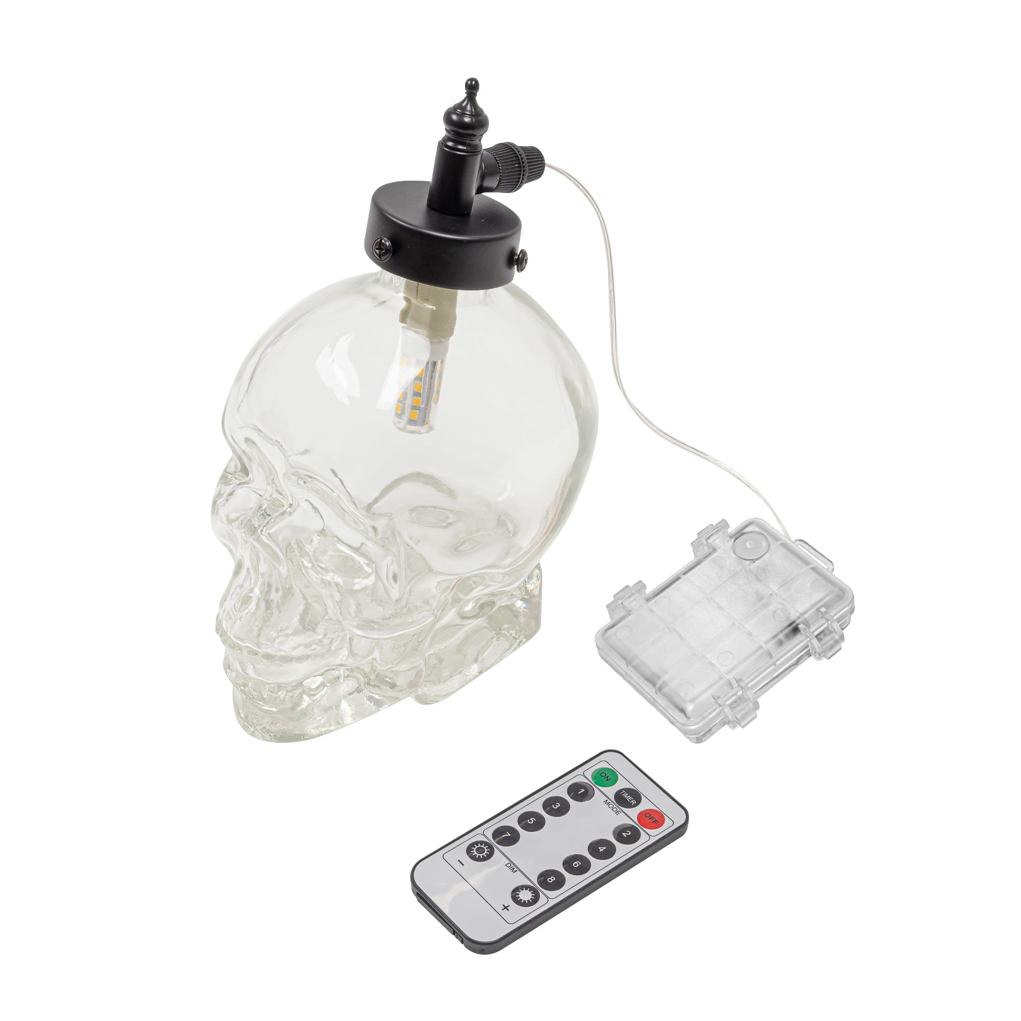 FSLiving Battery-Powered Skull Table Lamp with Remote Control Stepless ...