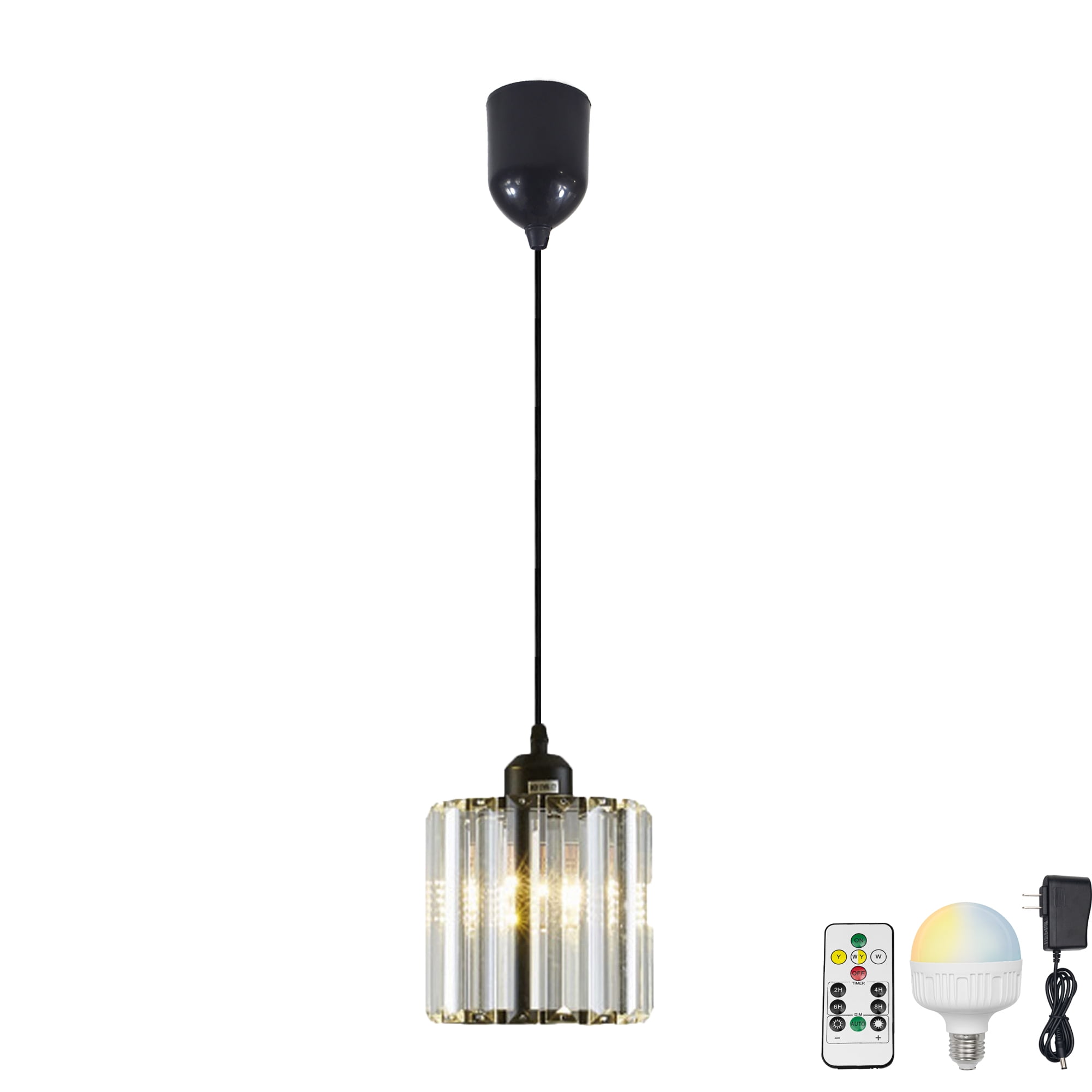 FSLiving Battery Rechargeable Operated Pendant Light with Remote,Modern ...