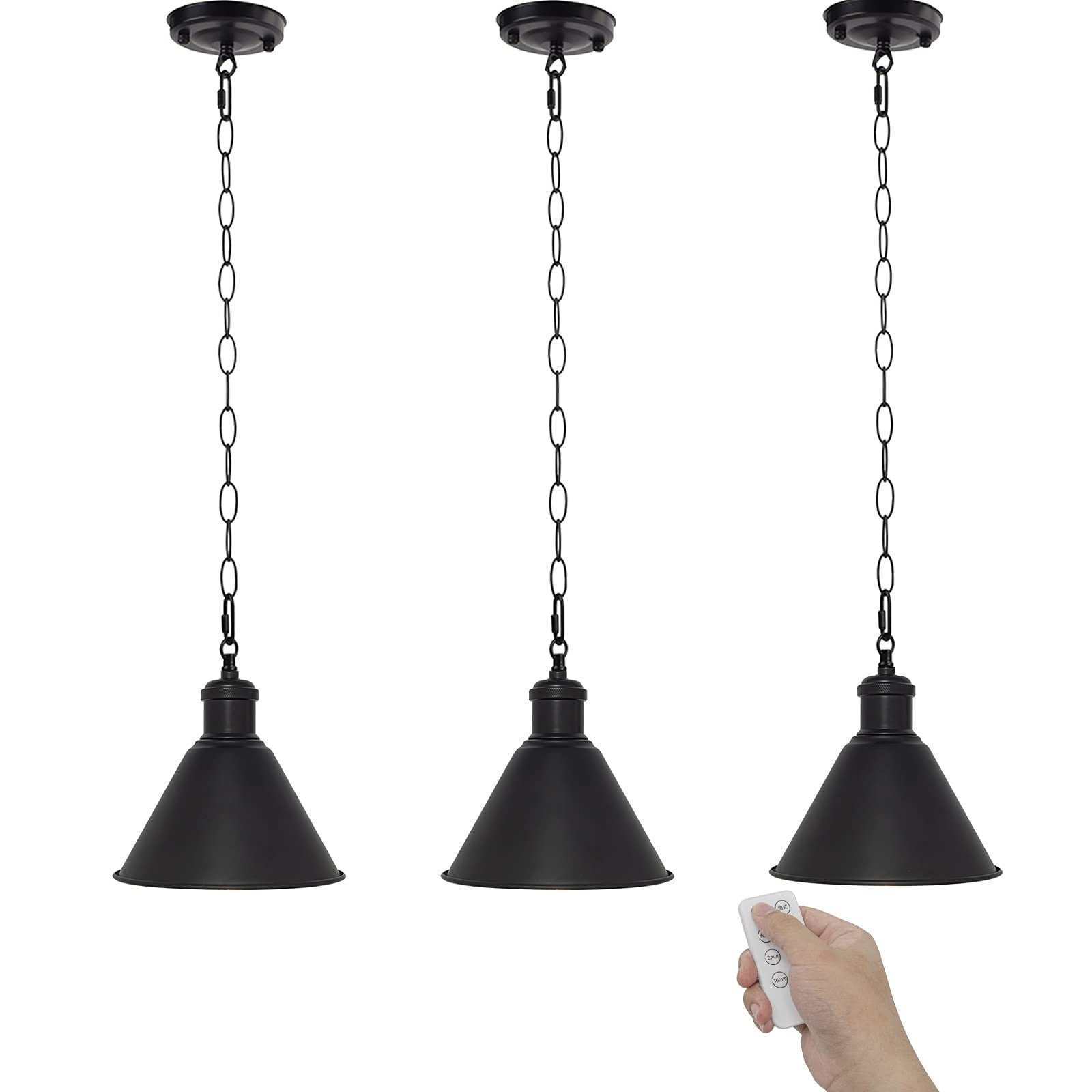 FSLiving 5V LED Pendant Light, Wireless USB Charging, Dimmable Remote ...