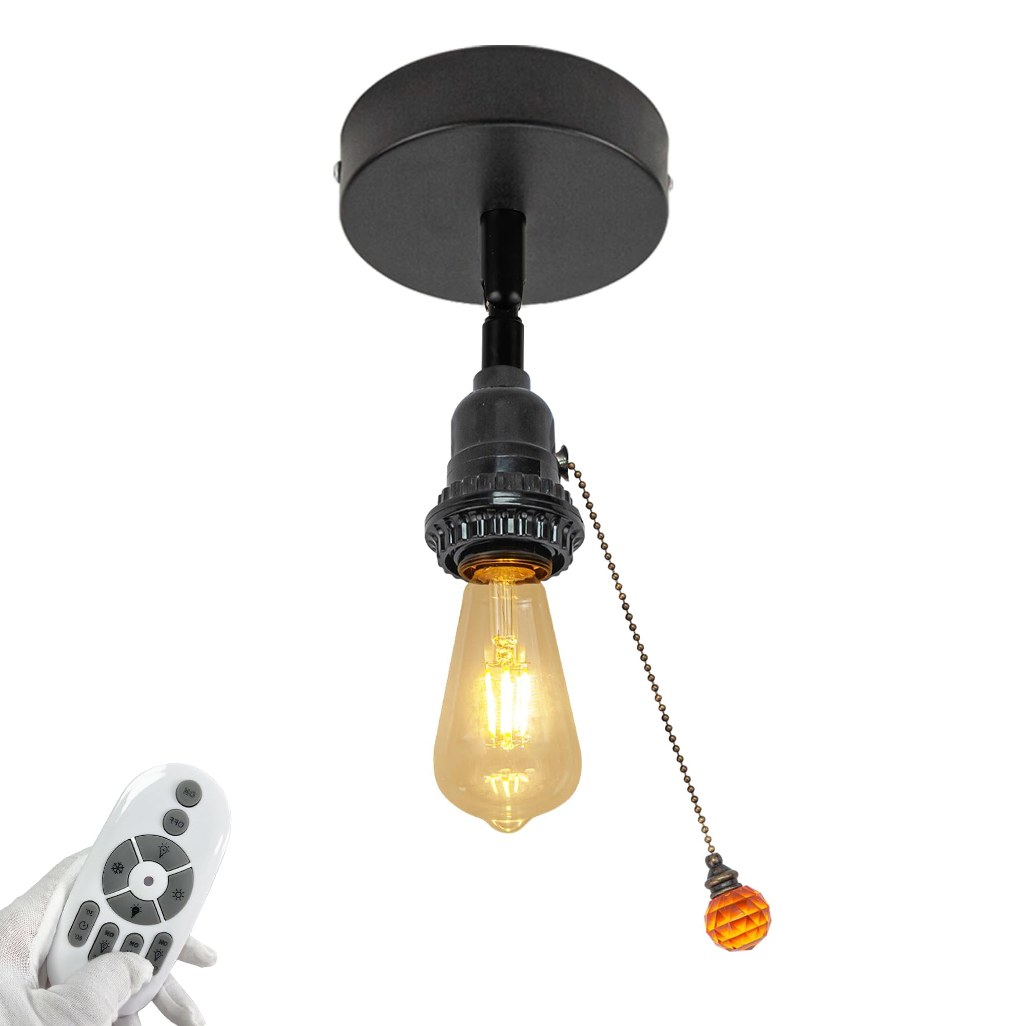 FSLiving Black Gimbaled LED Ceiling Spotlight with Amber Zipper Switch ...