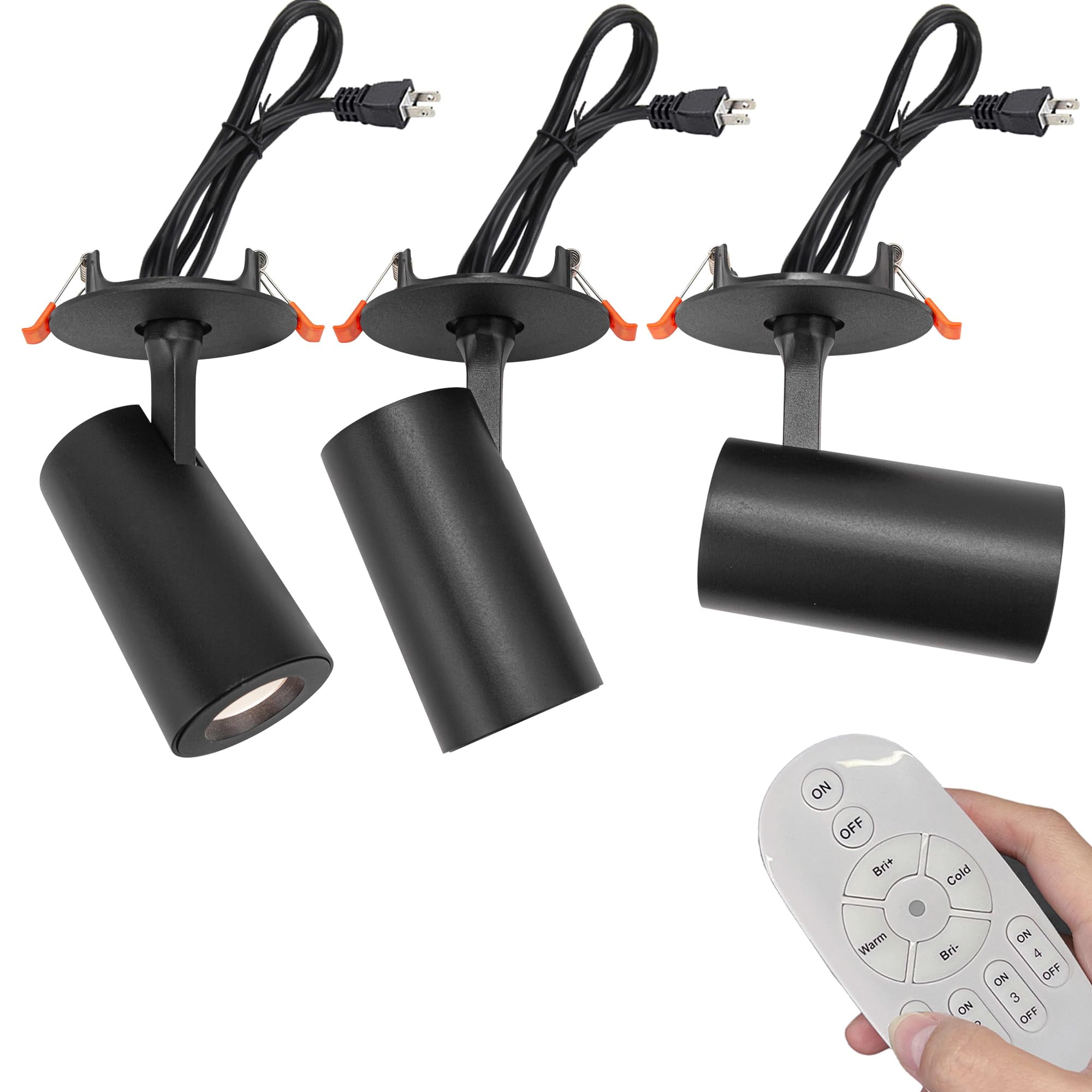 FSLiving Black Recessed LED Ceiling Spotlight, Remote Control with ...