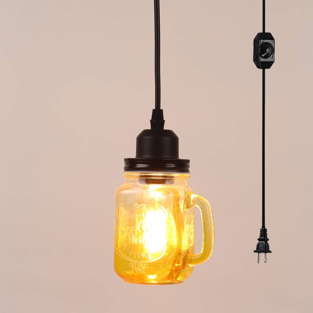FSLiving Bottle Lamp Chandelier with 15ft Plug-in UL On/Off Dimmer ...