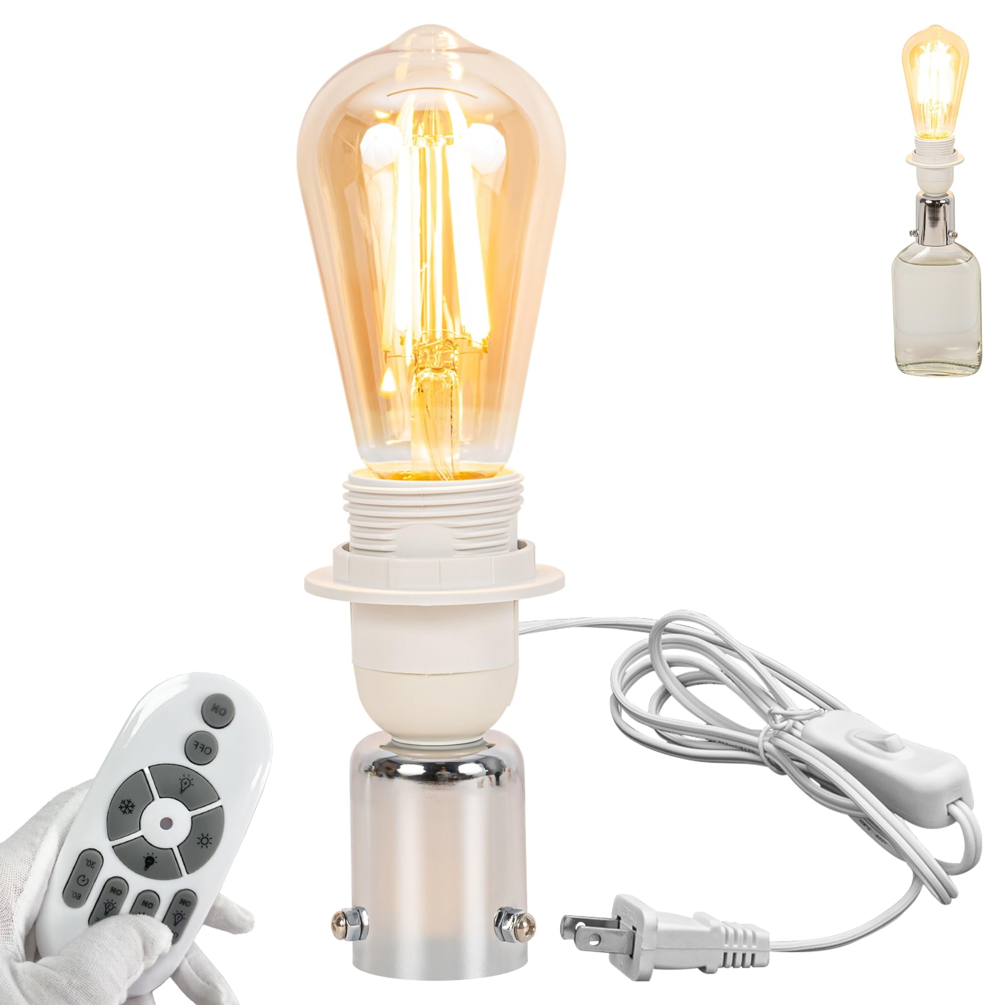 FSLiving Bottle Lamp Making Kit is Pre-Wired with E26 Smart LED Edison ...