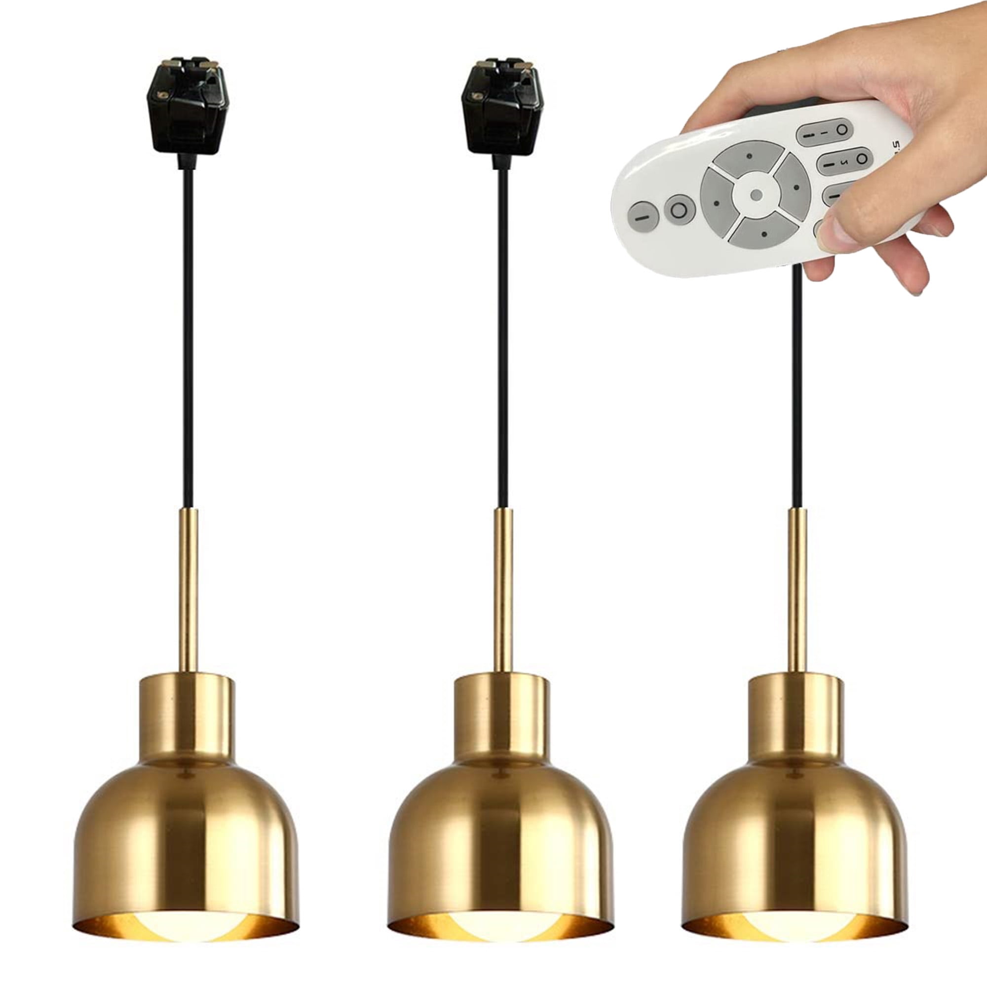 FSLiving Brass Plating Industrial Pendant Light J-Type Track Light 2 ft ...